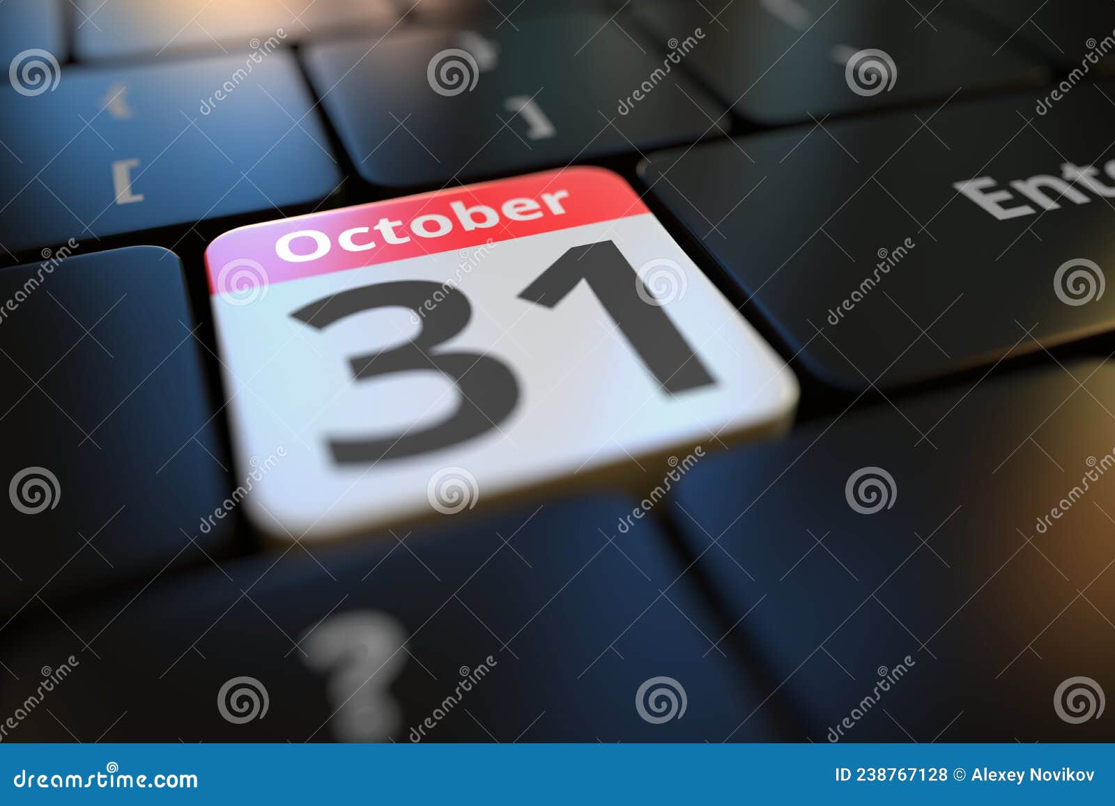 October 31 Date on a Keyboard Key, 3d Rendering Stock Illustration ...