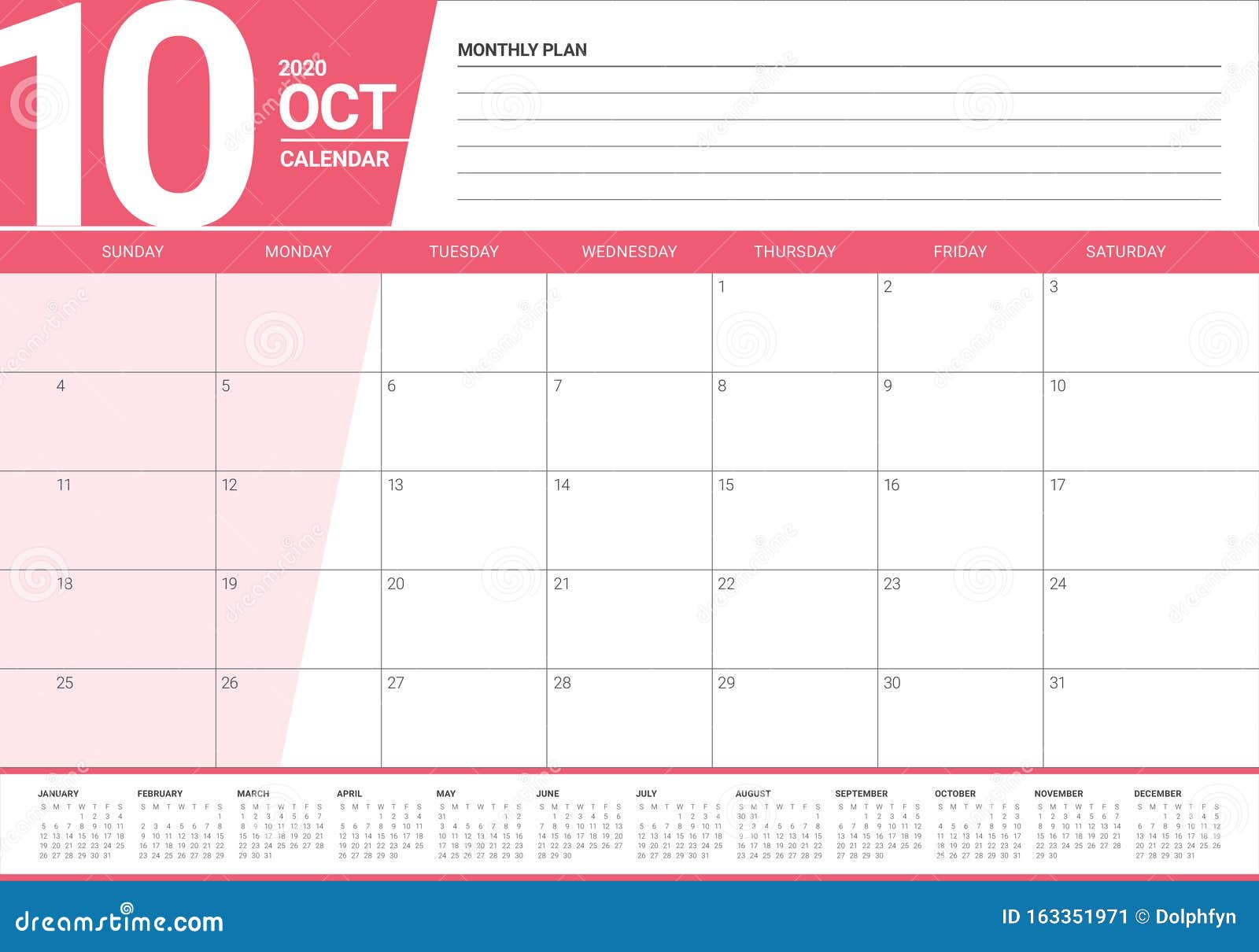 October 2020 Desk Calendar Vector Illustration Stock Vector ...