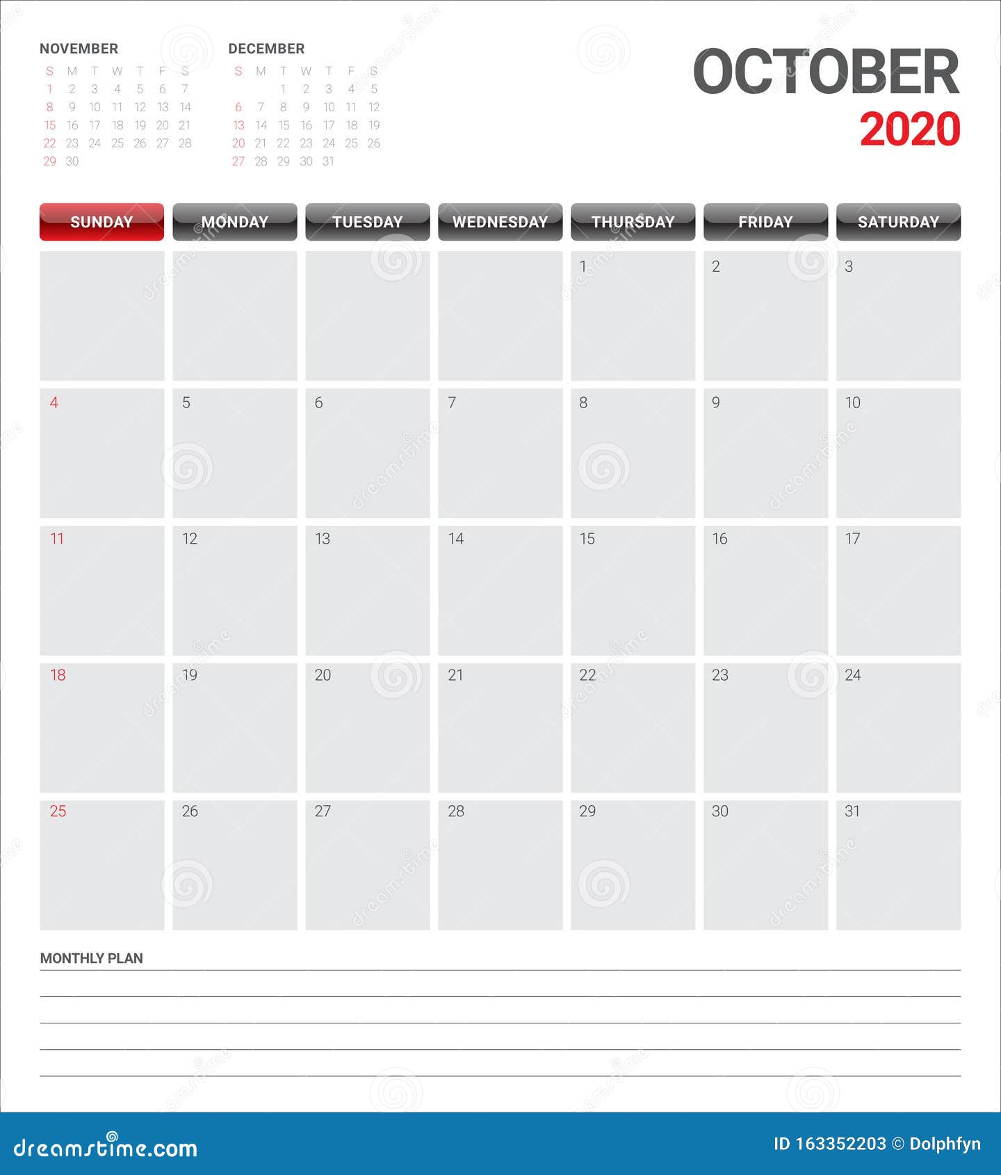 October 2020 Desk Calendar Vector Illustration Stock Vector ...