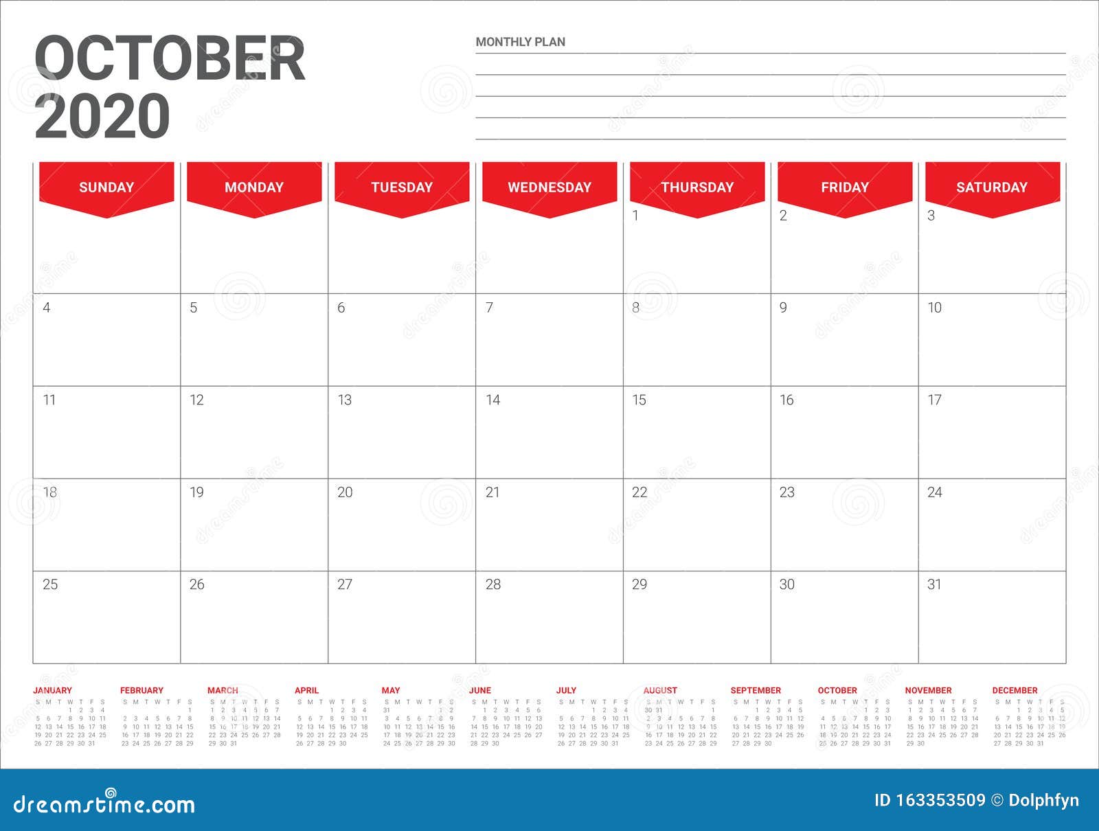 October 2020 Desk Calendar Vector Illustration Stock Vector ...