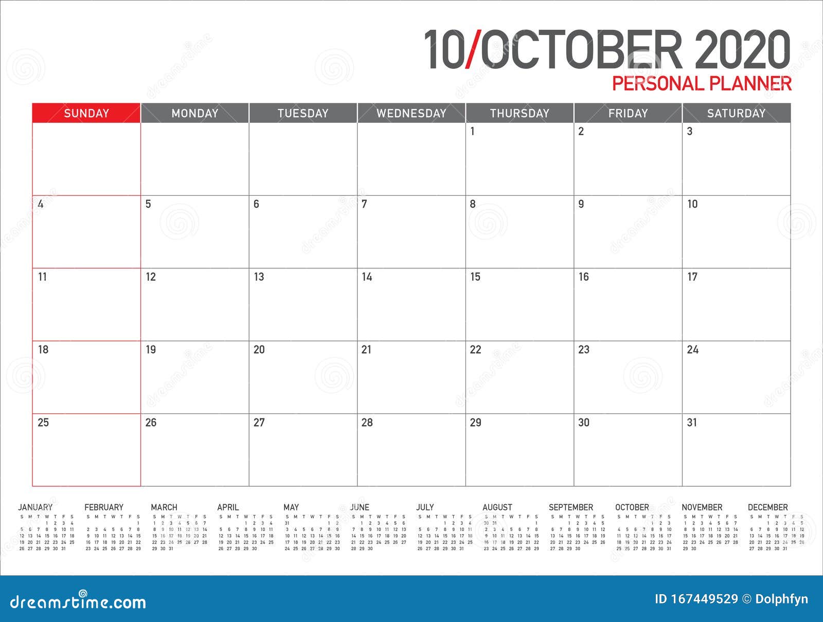 October 2020 Desk Calendar Vector Illustration Stock Vector ...