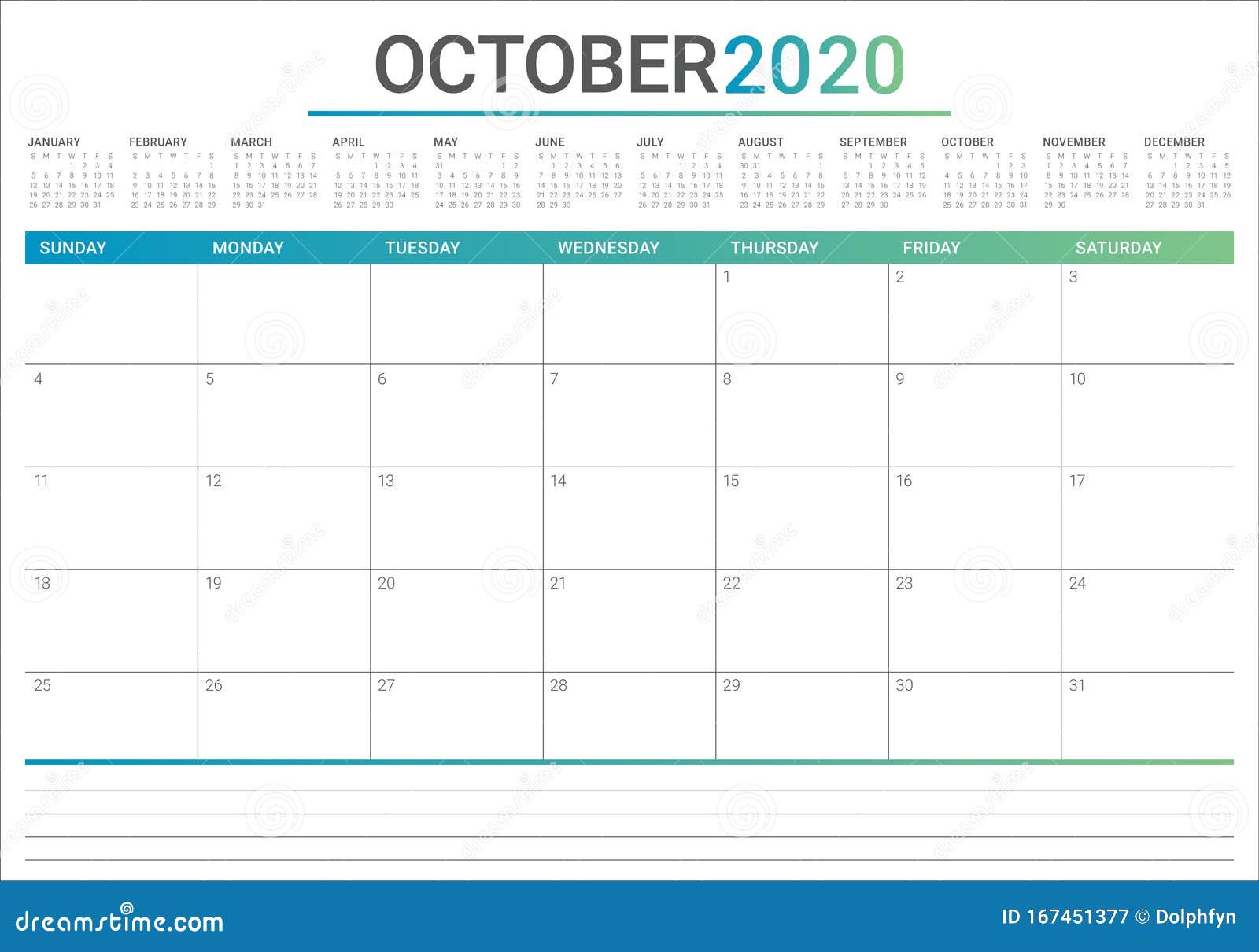 October 2020 Desk Calendar Vector Illustration Stock Vector ...