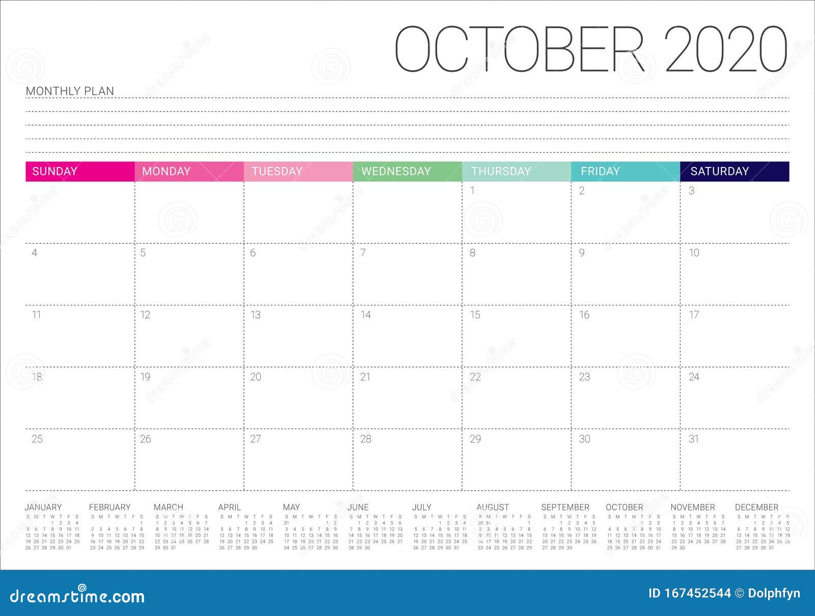 October 2020 Desk Calendar Vector Illustration Stock Vector ...