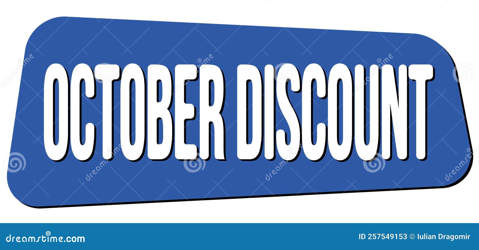 OCTOBER DISCOUNT Text on Blue Trapeze Stamp Sign Stock Illustration ...