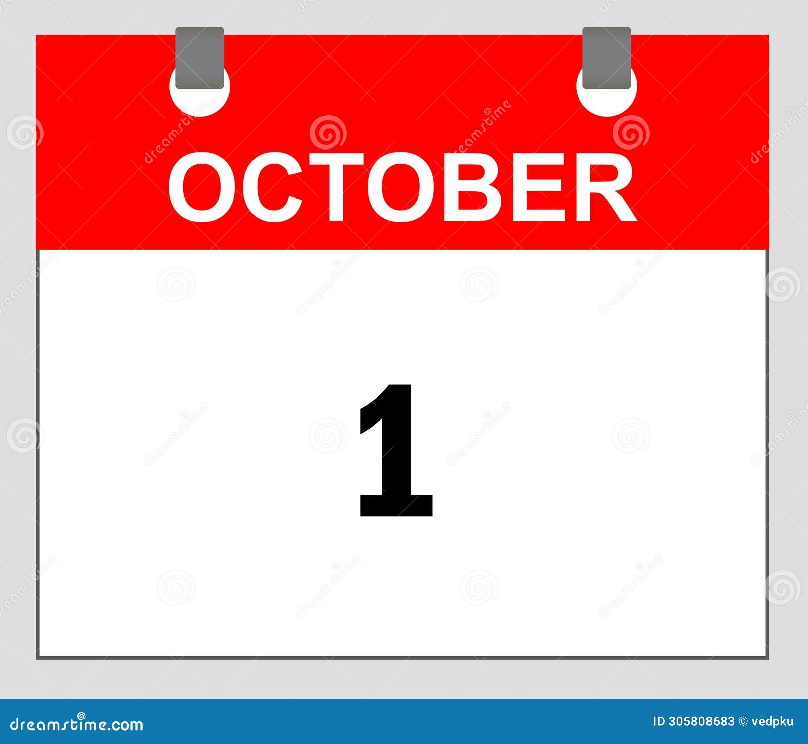 October First, Calendar Icon Red and White, Calendar Vector, Date Icon ...