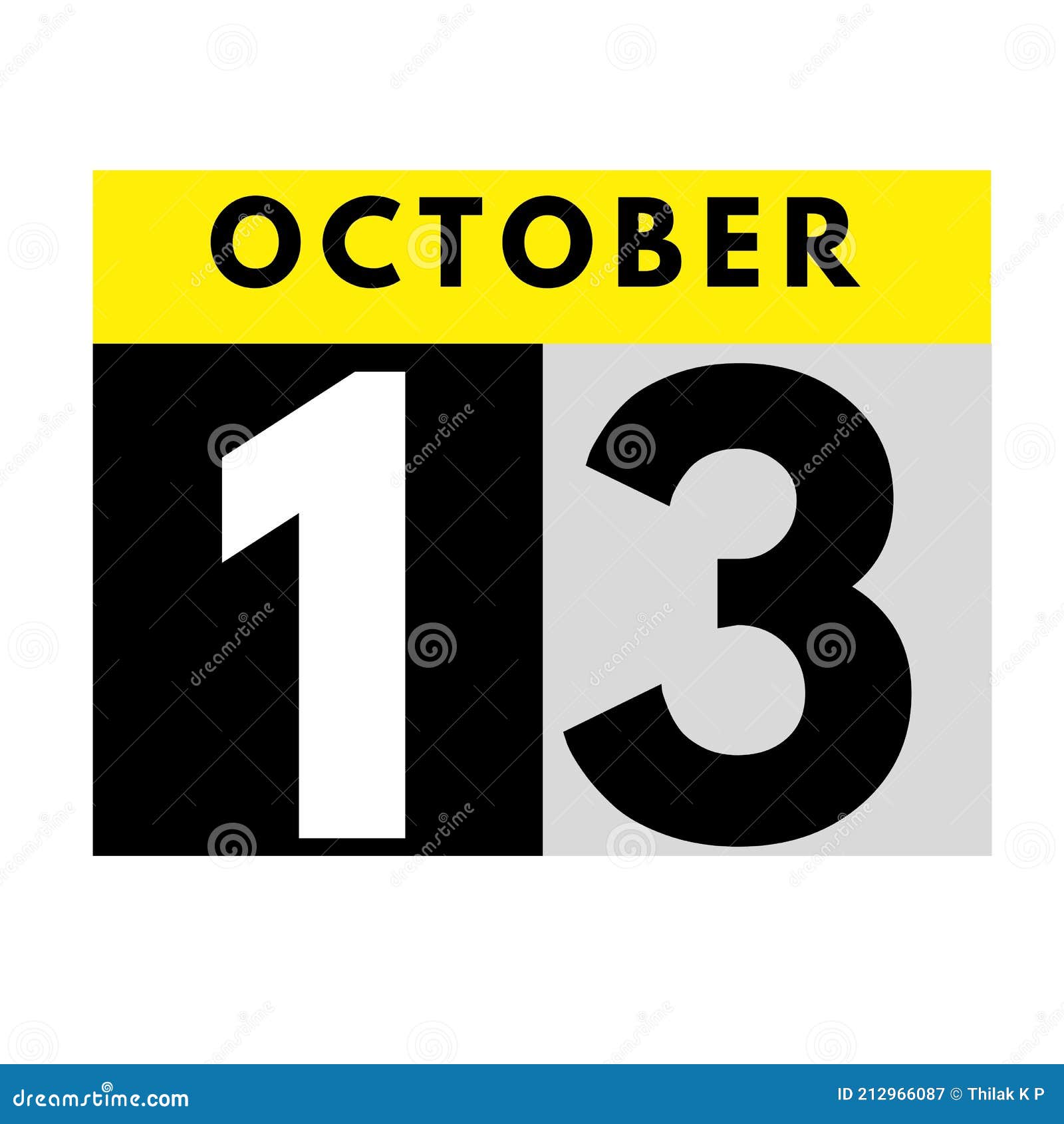 October 13 . Flat daily Calendar Icon .date ,day, Month Stock ...