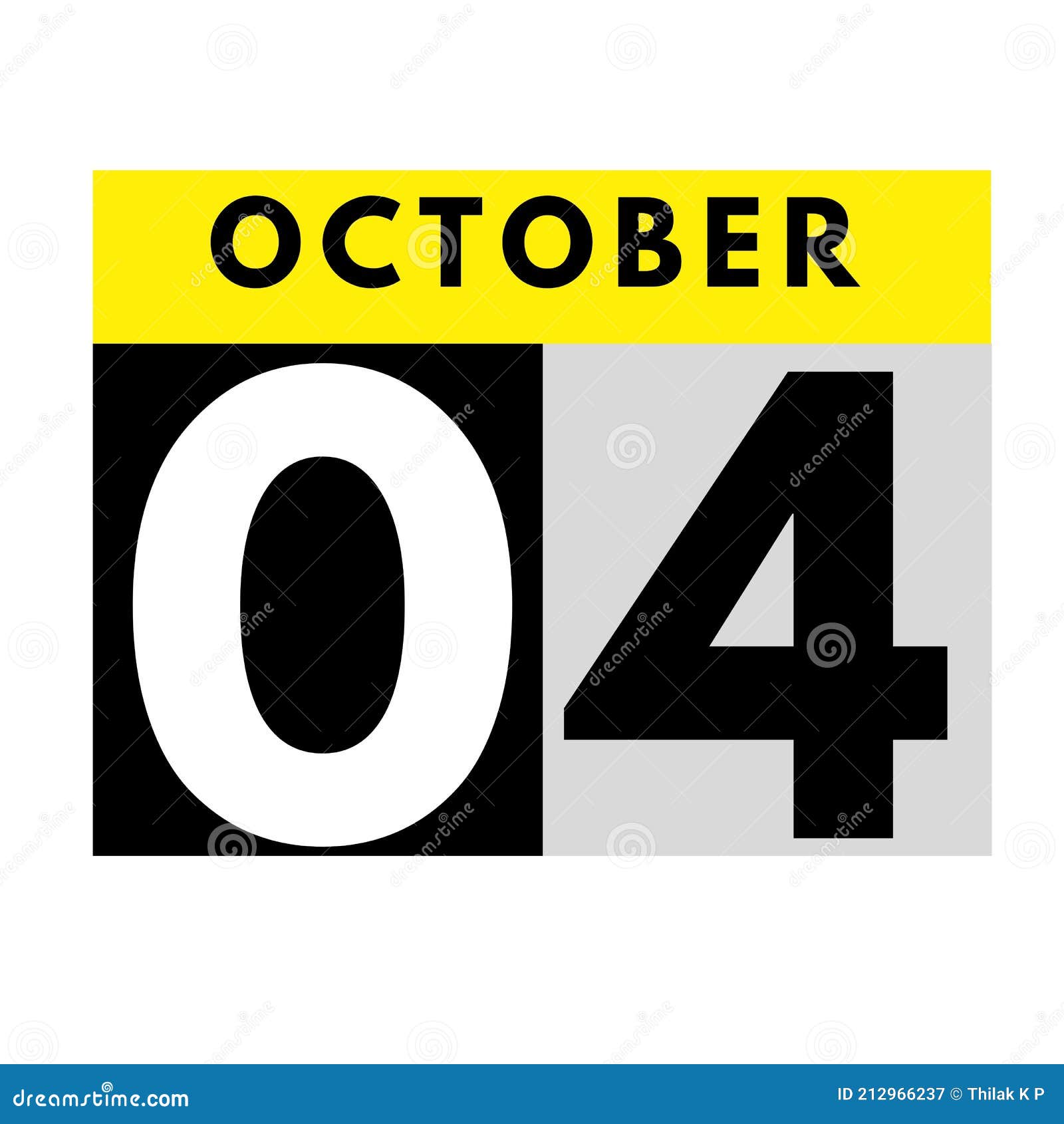 October 4 . Flat daily Calendar Icon .date ,day, Month Stock ...