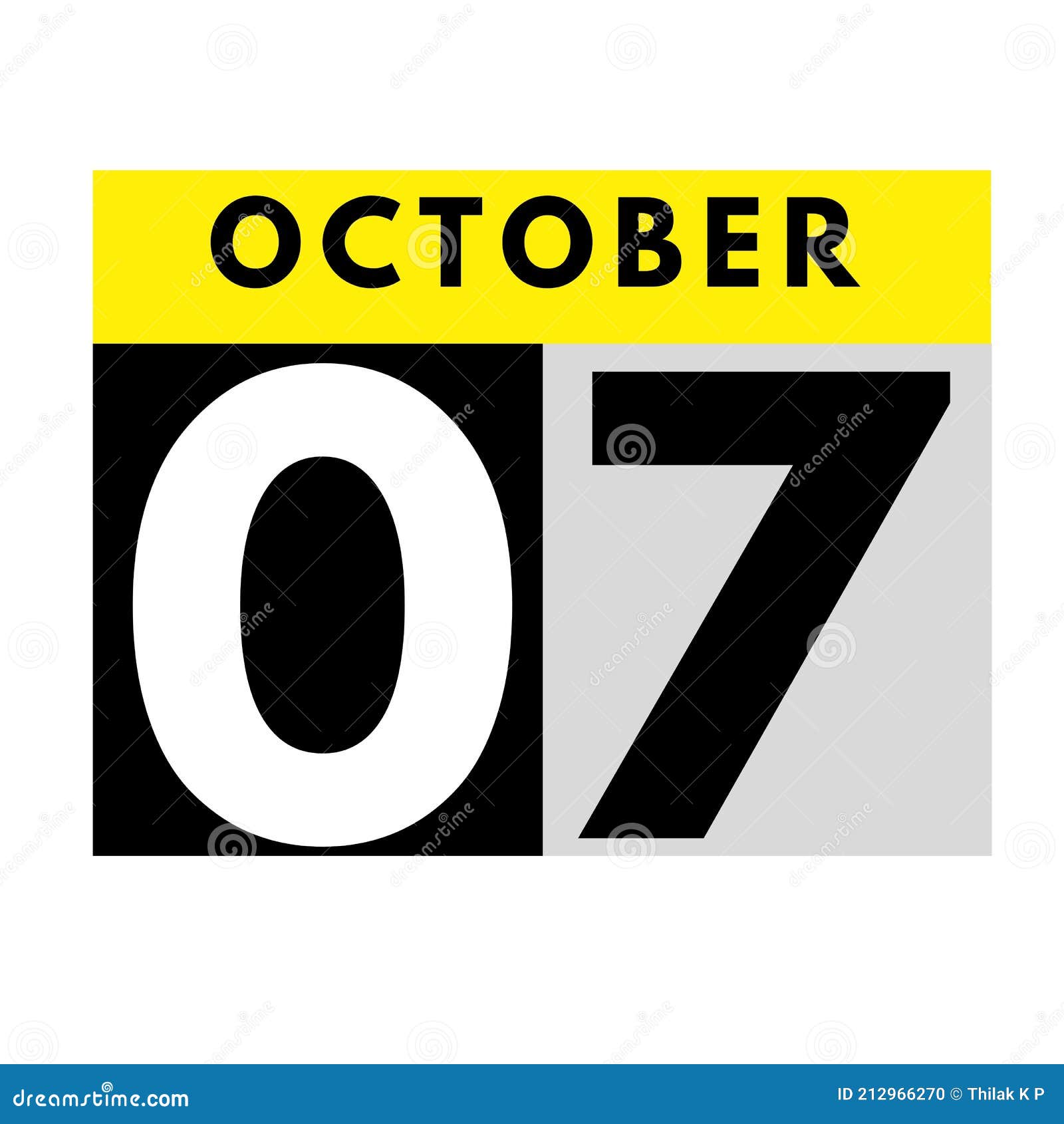 October 7 . Flat daily Calendar Icon .date ,day, Month Stock ...
