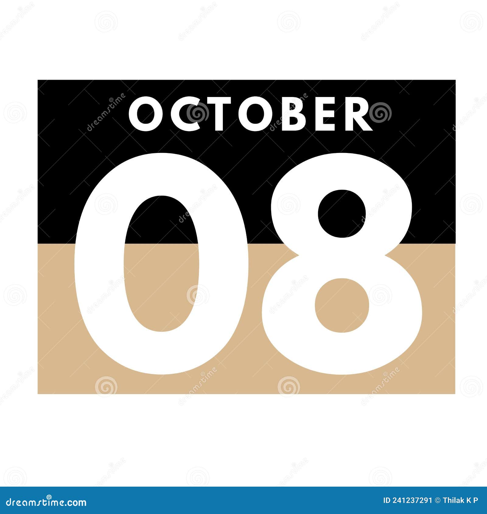 October 8 . Flat daily Calendar Icon .date ,day, Month Stock ...