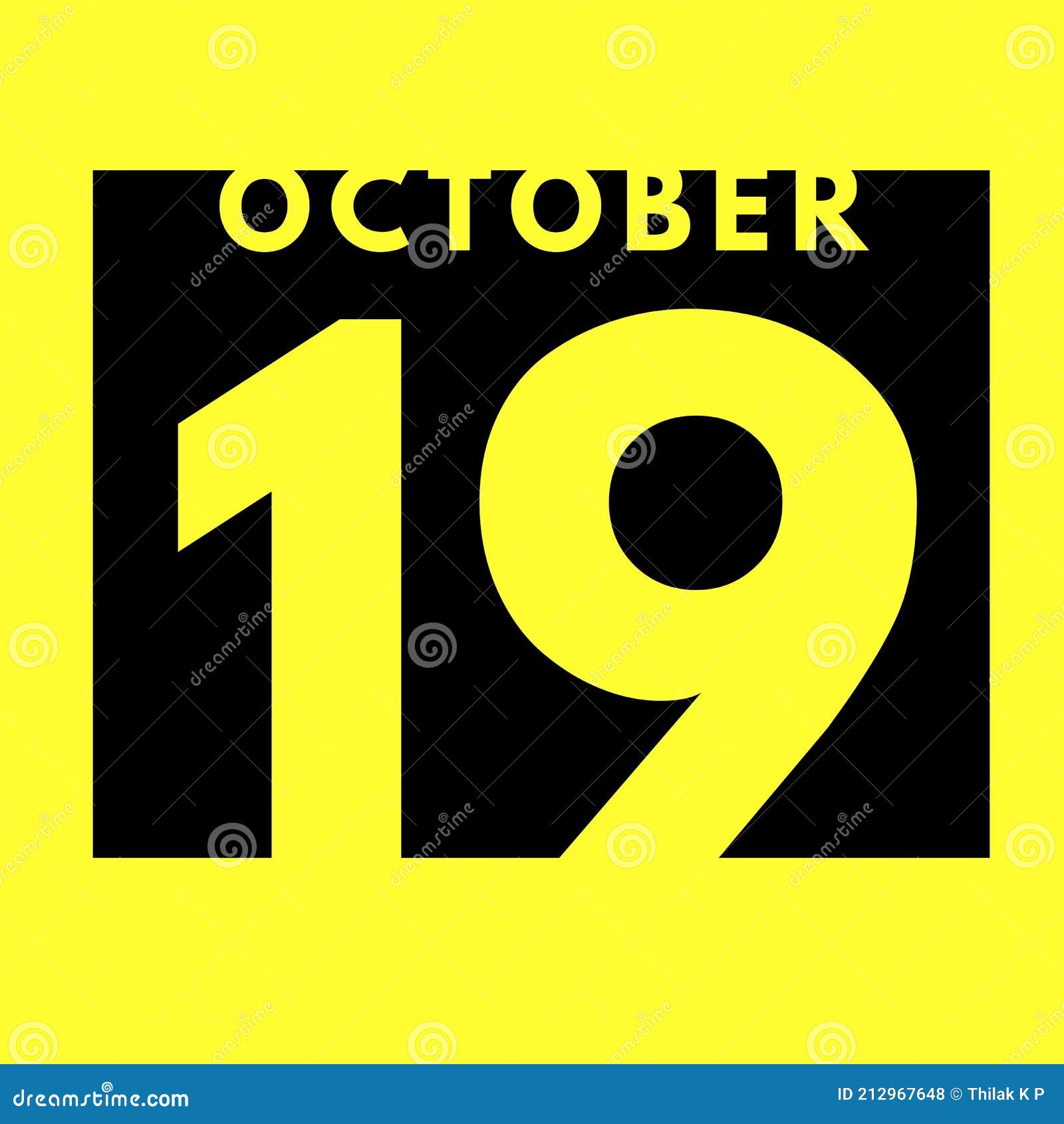 October 19 . Flat Modern daily Calendar Icon .date ,day, Month Stock ...