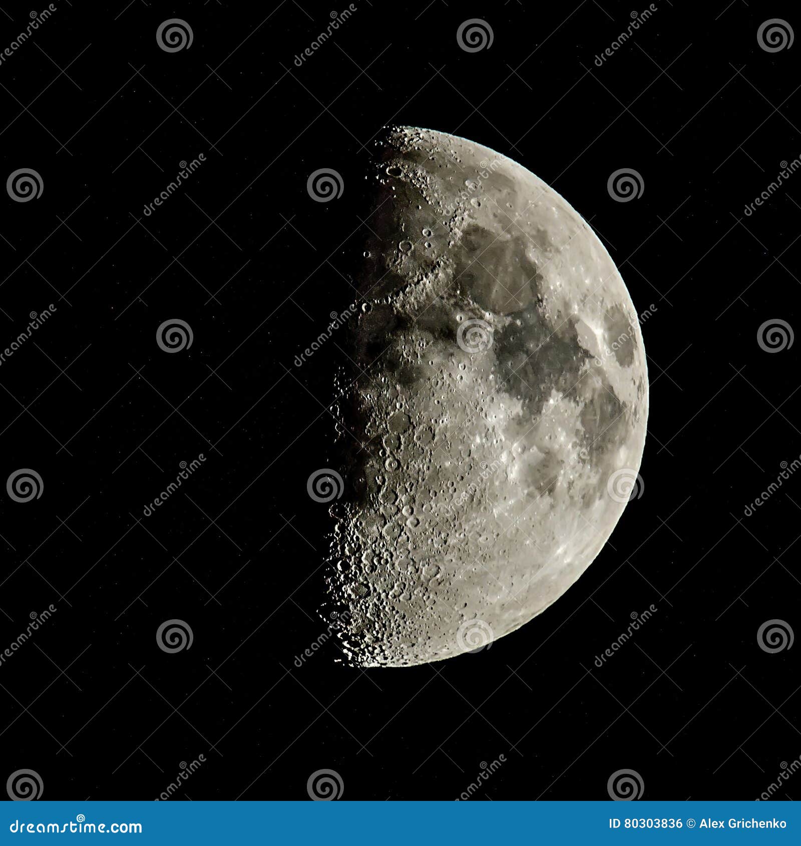 October 2016 Half Moon at Night Stock Photo - Image of moonlight ...