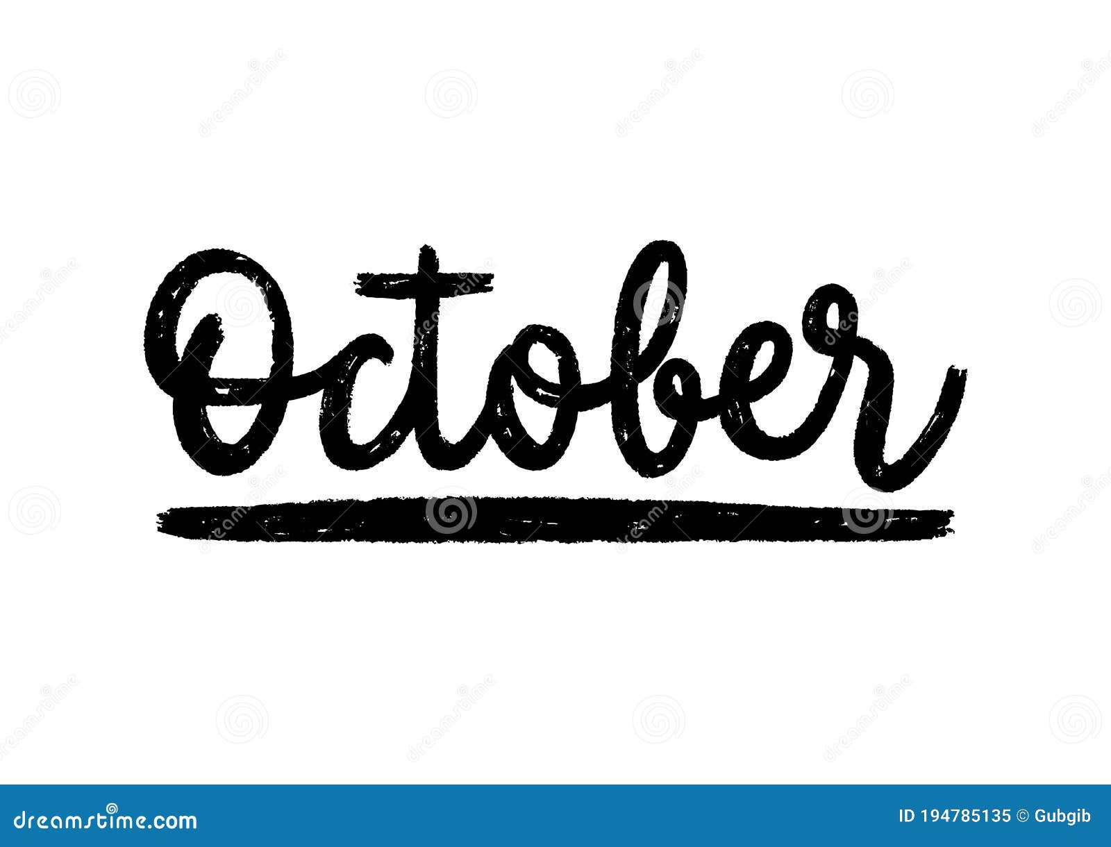 October Hand Lettering on White Background Stock Vector - Illustration ...