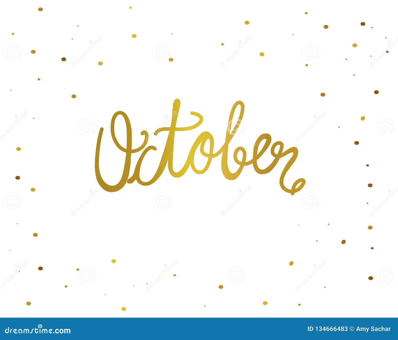 October Handwriting Lettering Gold Color Vector Illustration Stock ...