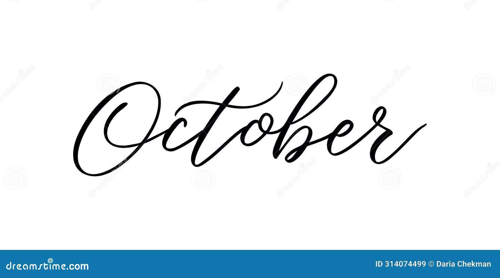 October - Handwritten Text in Calligraphic Style on a White Background ...