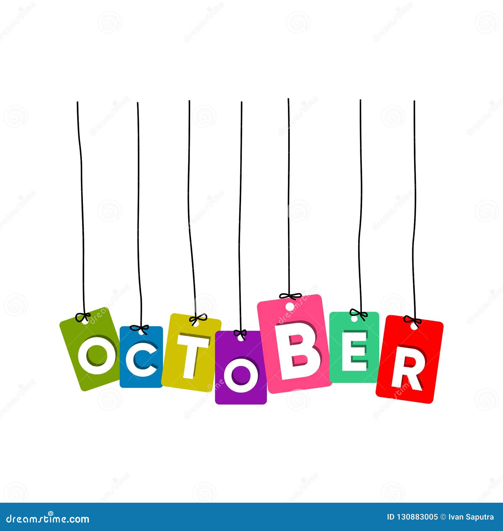 October Hanging Words Vector, Colourful Words Vector, Name of Months ...