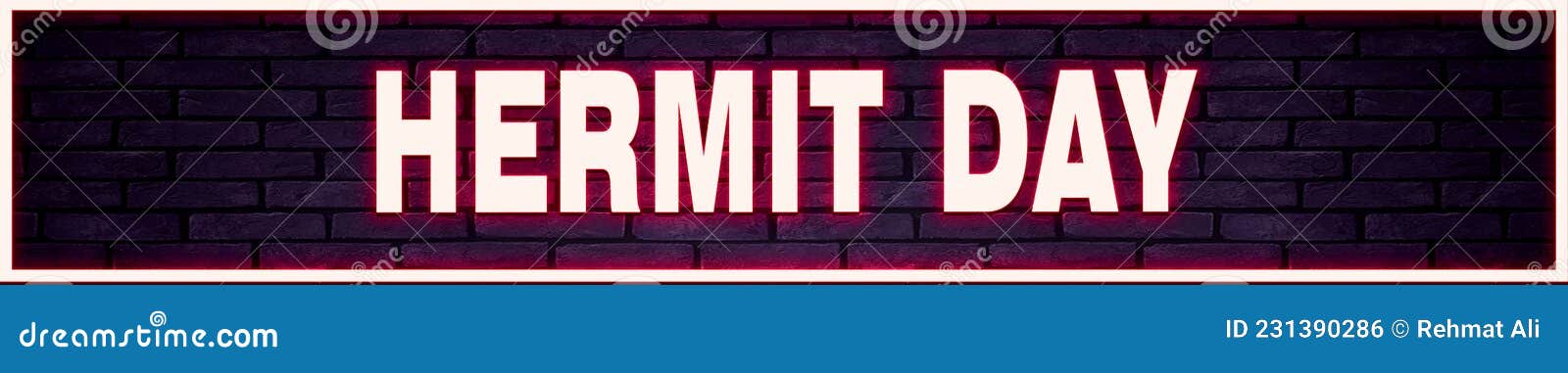 October, Hermit Day, Neon Text Effect on Bricks Background Stock ...