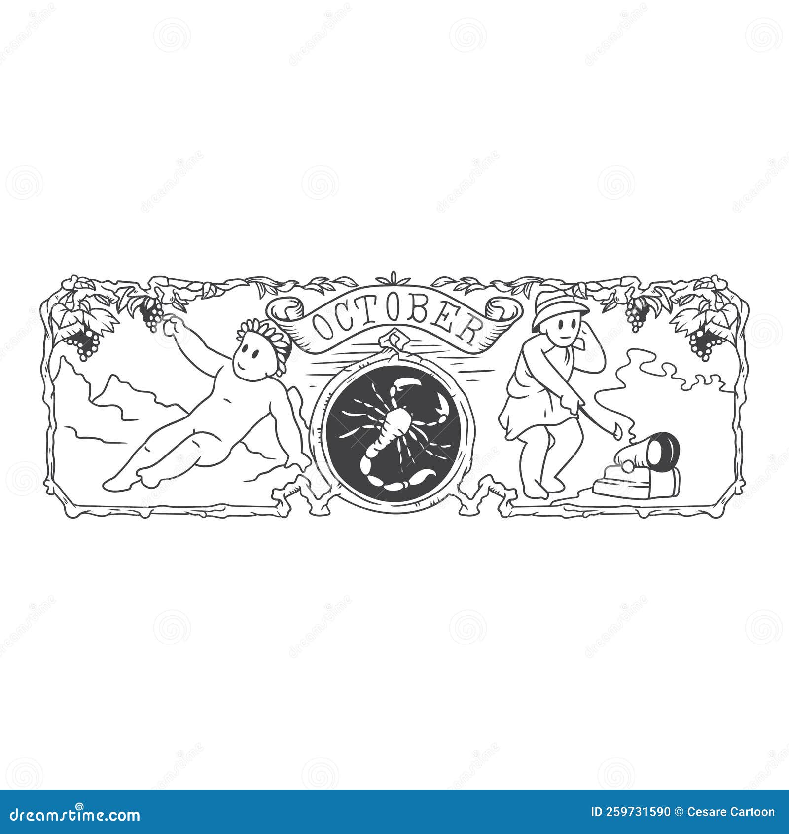 October illustration stock vector. Illustration of flat - 259731590