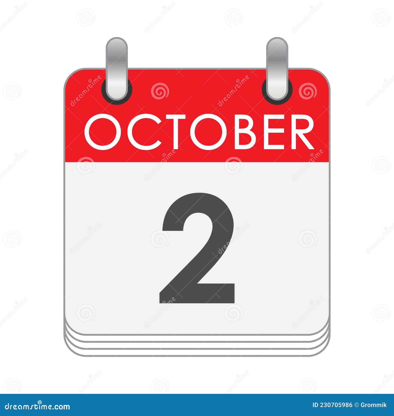October 2. a Leaf of the Flip Calendar with the Date of October 2 Stock ...