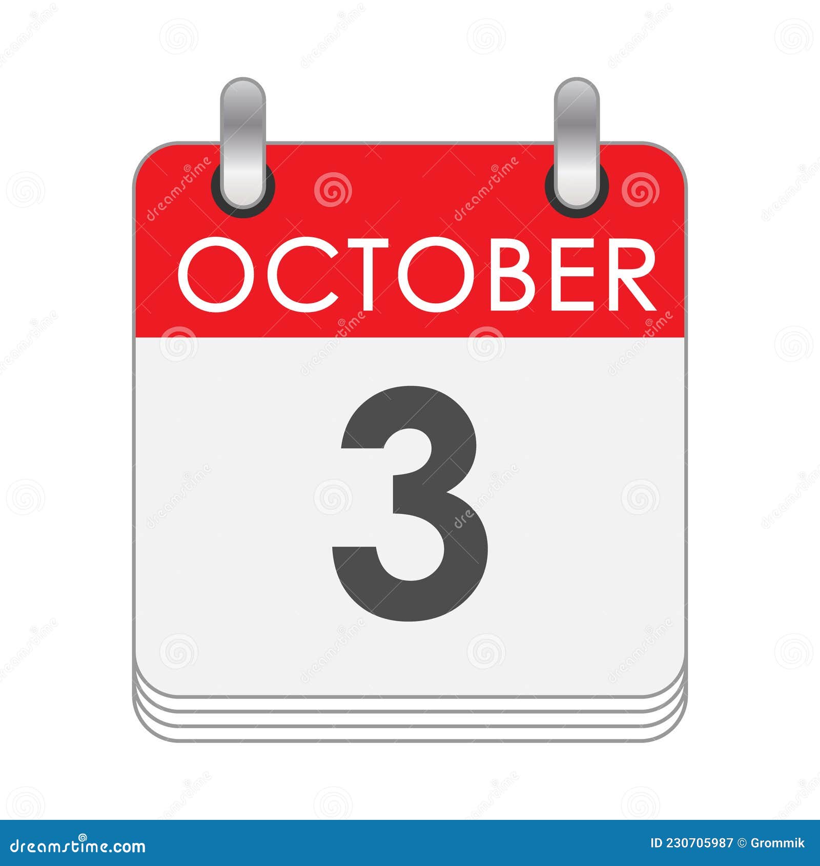 October 3. a Leaf of the Flip Calendar with the Date of October 3 Stock ...
