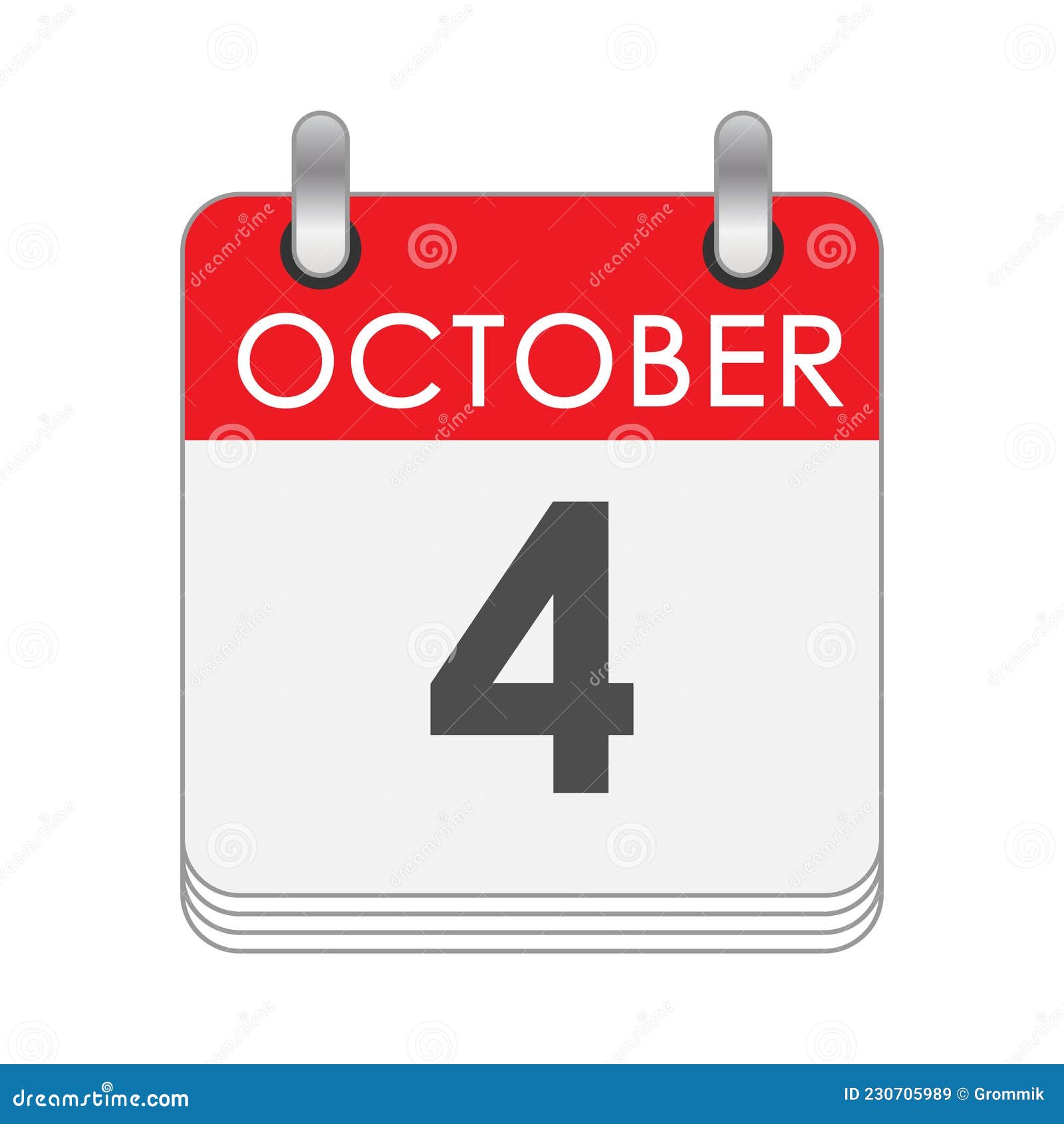 October 4. a Leaf of the Flip Calendar with the Date of October 4 Stock ...