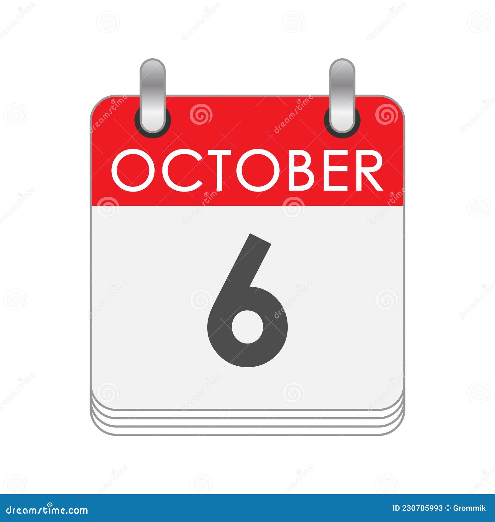 October 6. a Leaf of the Flip Calendar with the Date of October 6 Stock ...