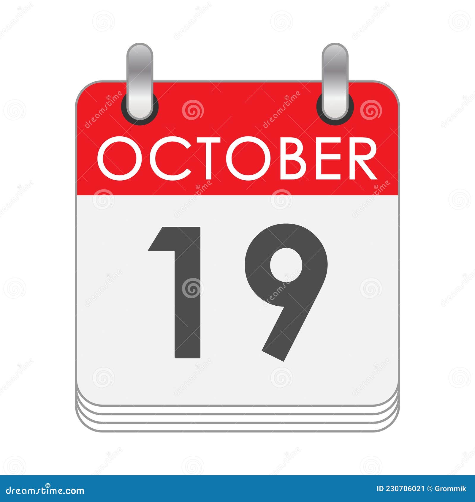 October 19. a Leaf of the Flip Calendar with the Date of October 19 ...