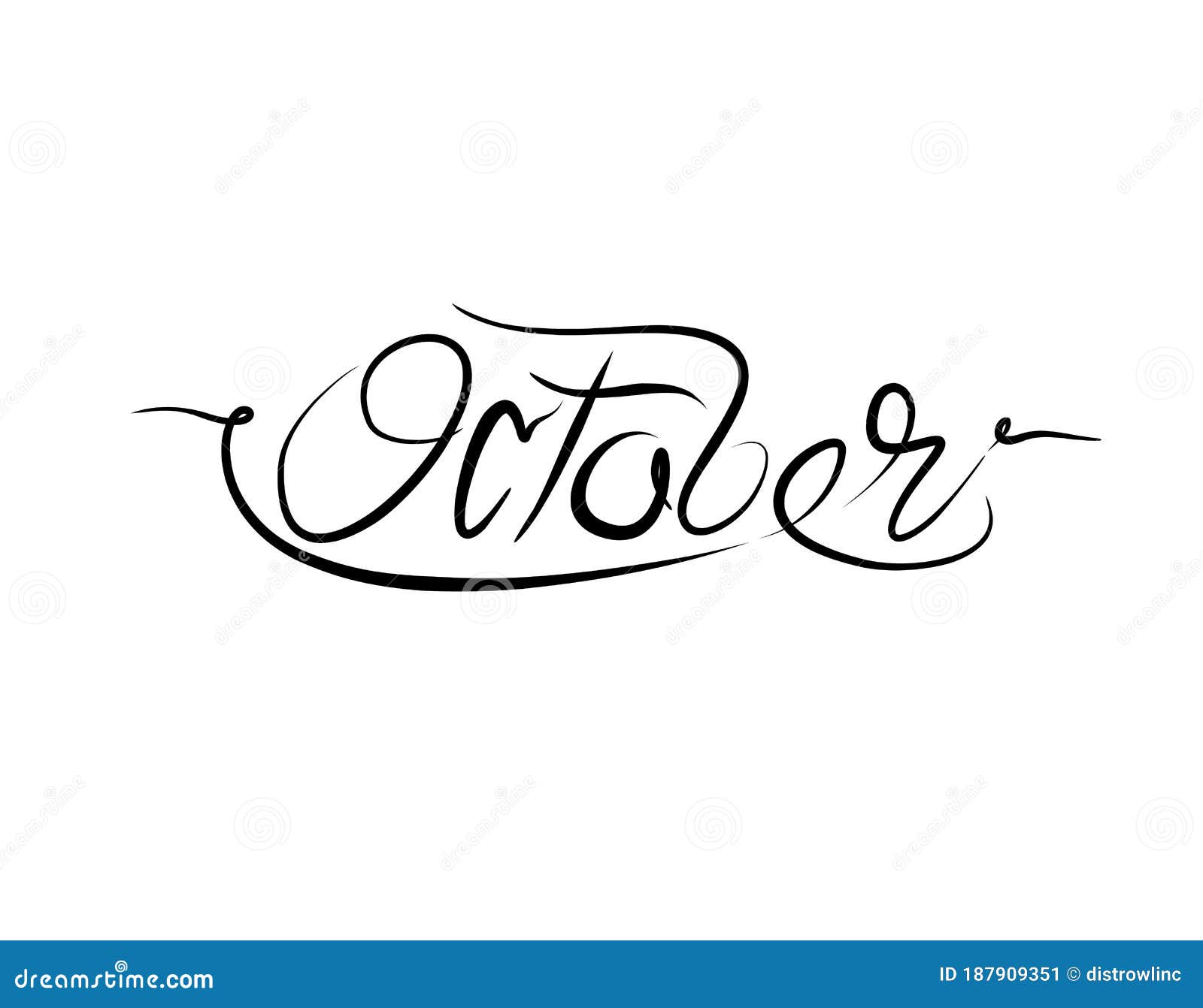 October Lettering Typography With Autumn Maple Leaf On White Isolated ...