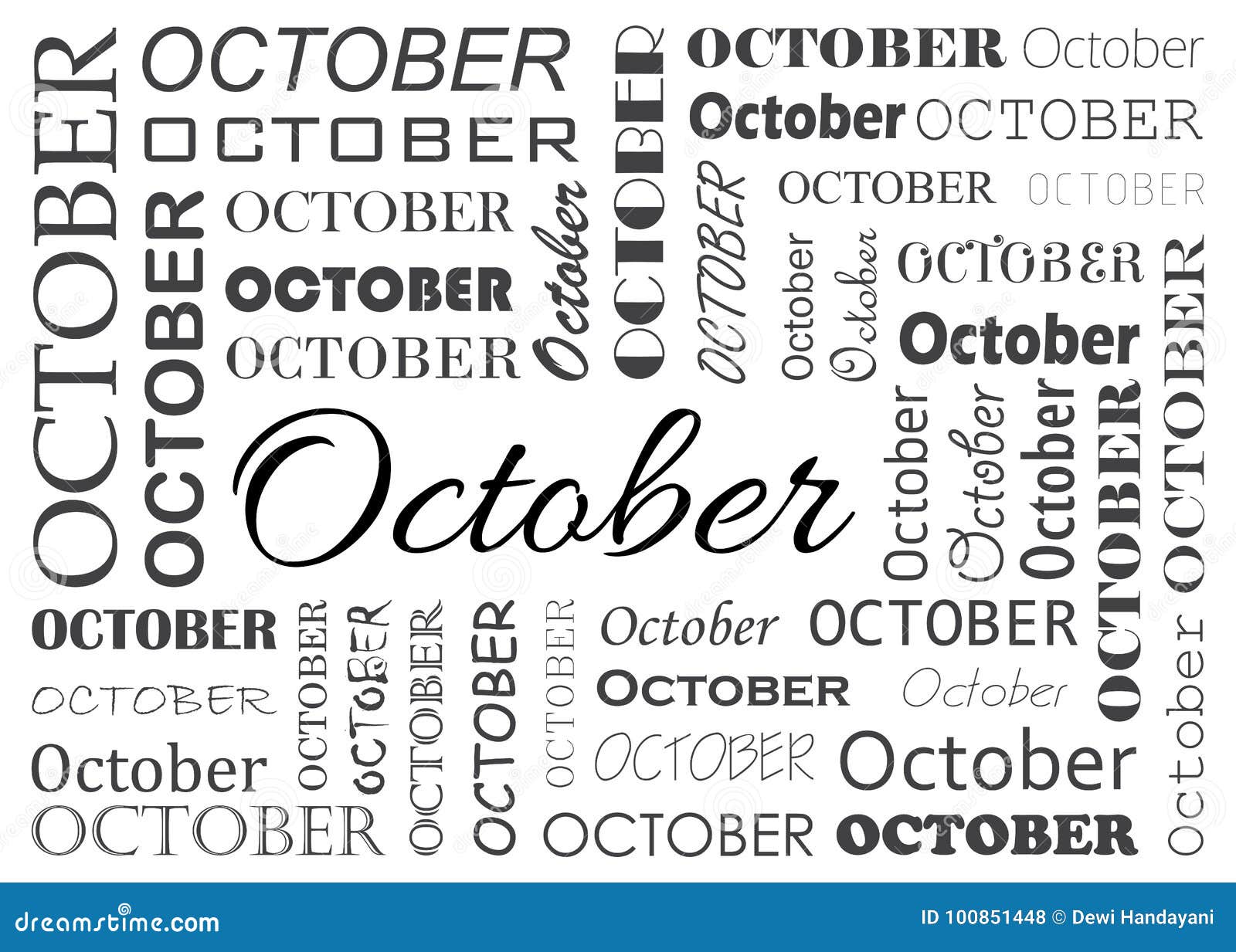OCTOBER Lettering in Various Font Types Stock Vector - Illustration of ...