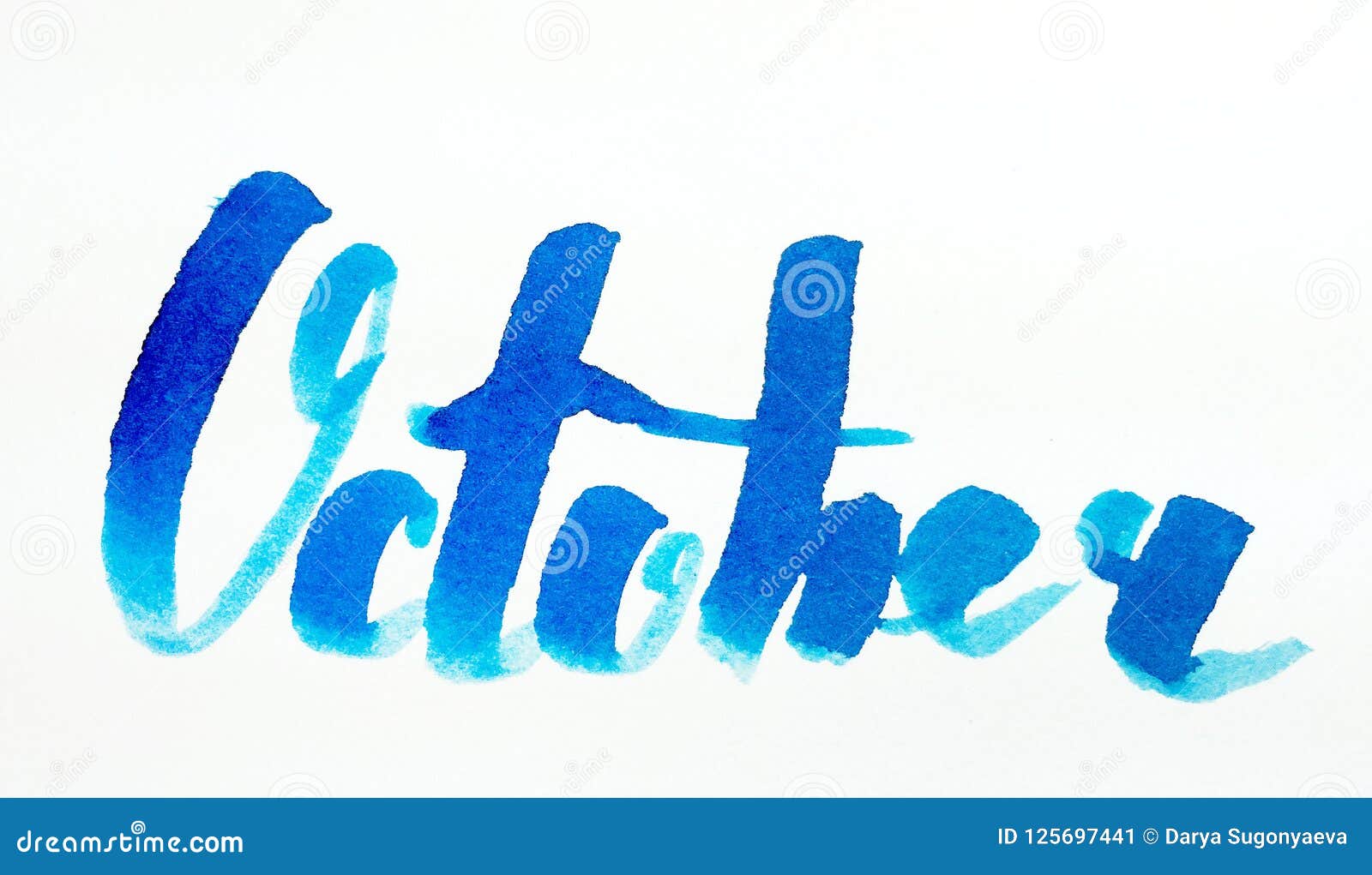 October Lettering Typography With Autumn Maple Leaf On White Isolated ...