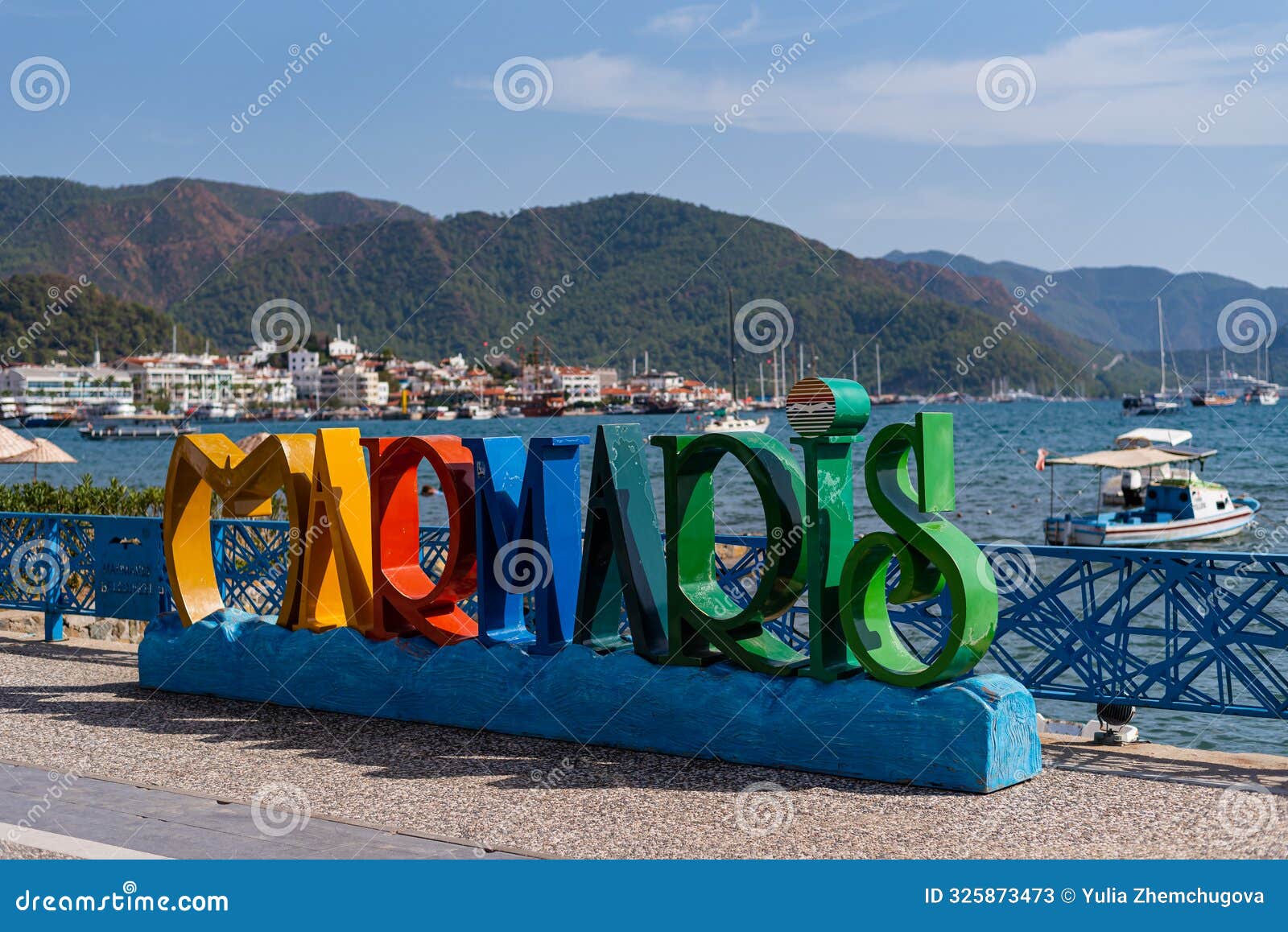 The Inscription Marmaris In Multicolored Letters On The City Embankment ...
