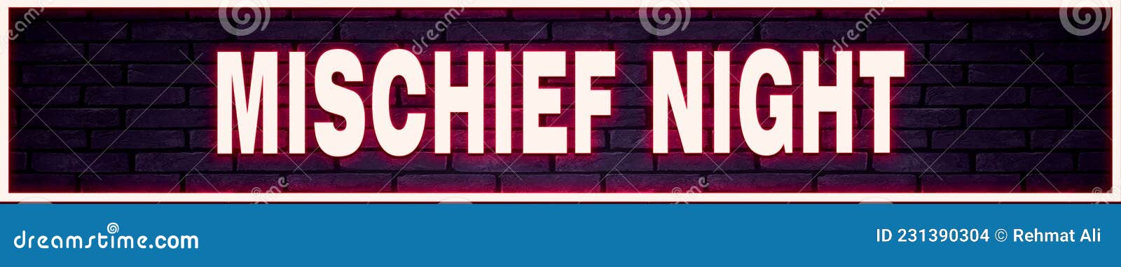 October, Mischief Night, Neon Text Effect On Bricks Background Royalty ...