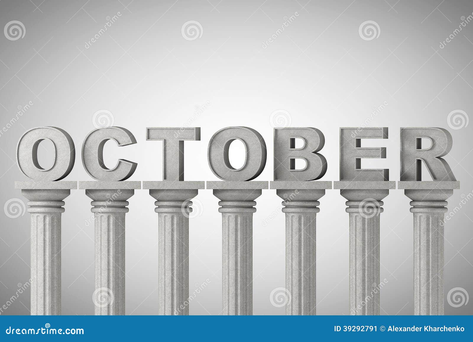 October Month Sign on a Classic Columns Stock Illustration ...