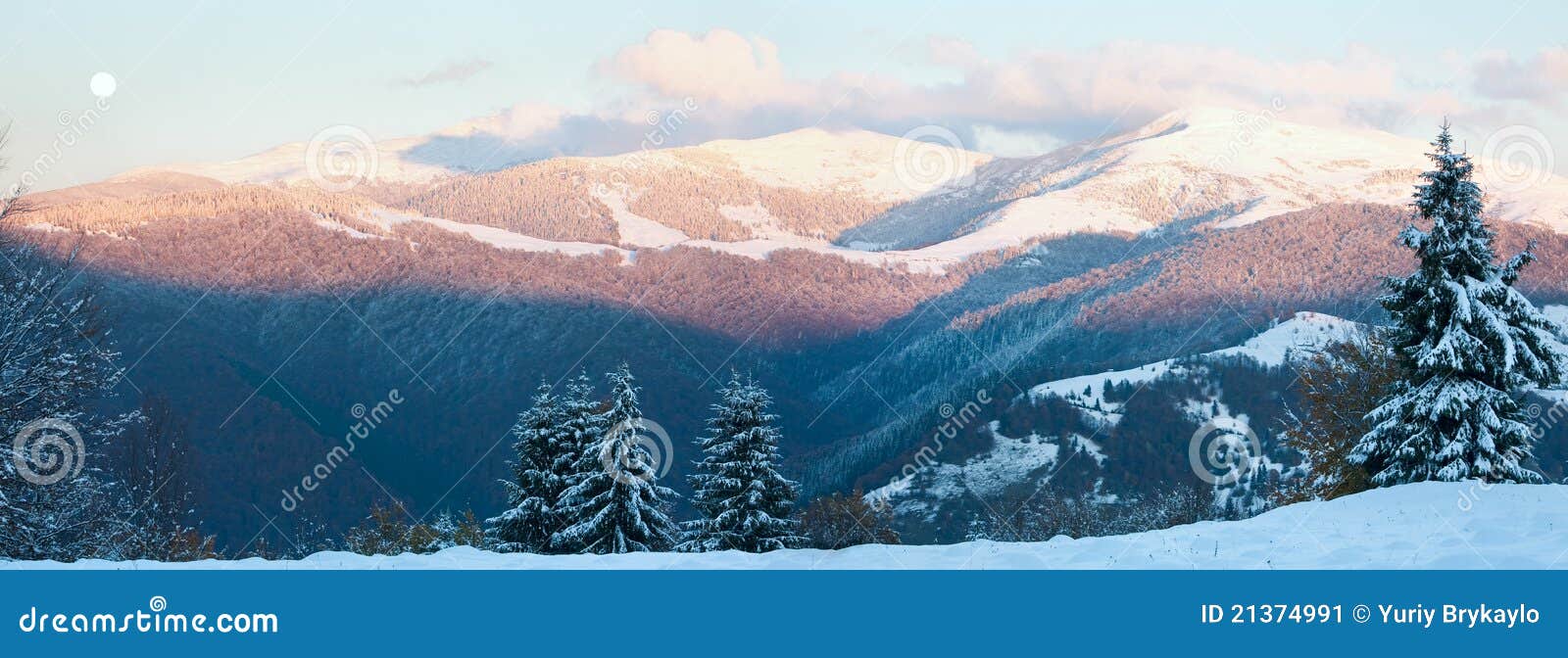 October Mountain Panorama with First Winter Snow Stock Image - Image of ...