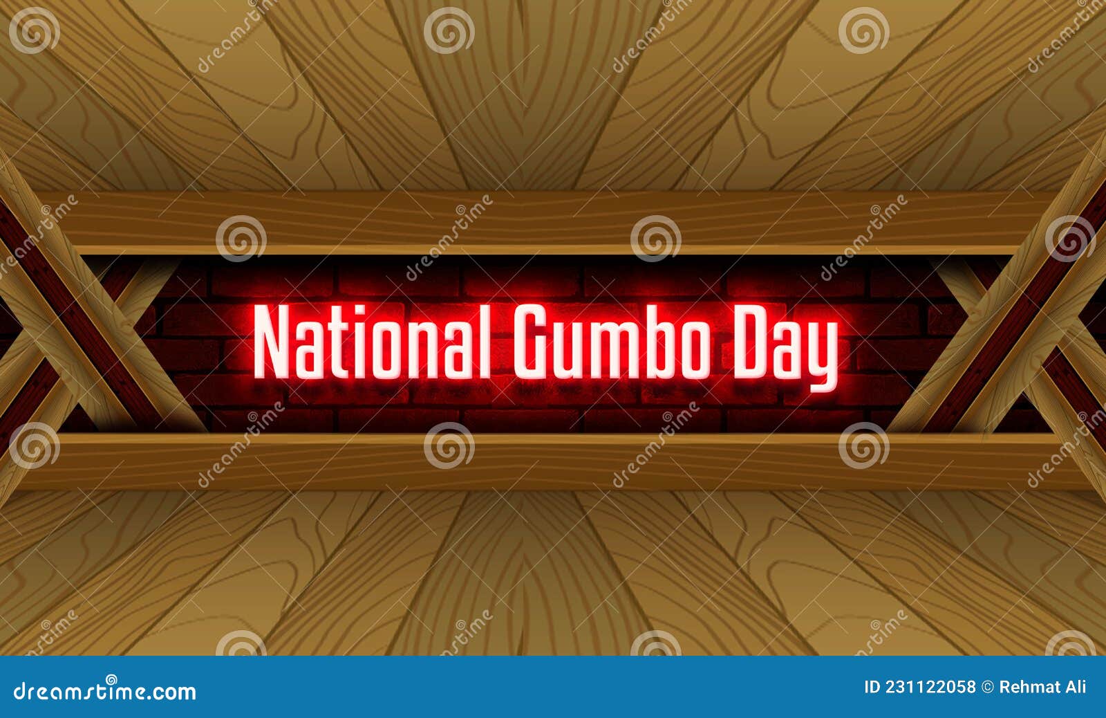 October, National Gumbo Day, Neon Text Effect on Bricks Background ...