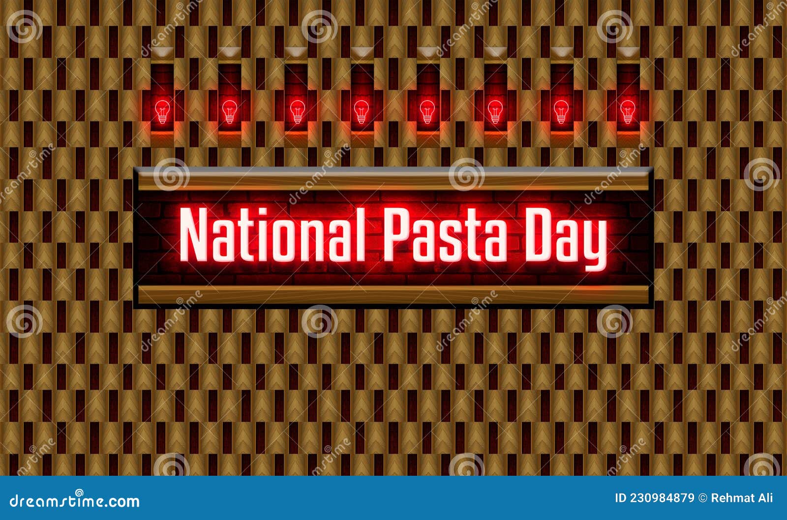 October, National Pasta Day, Neon Text Effect on Bricks Background ...