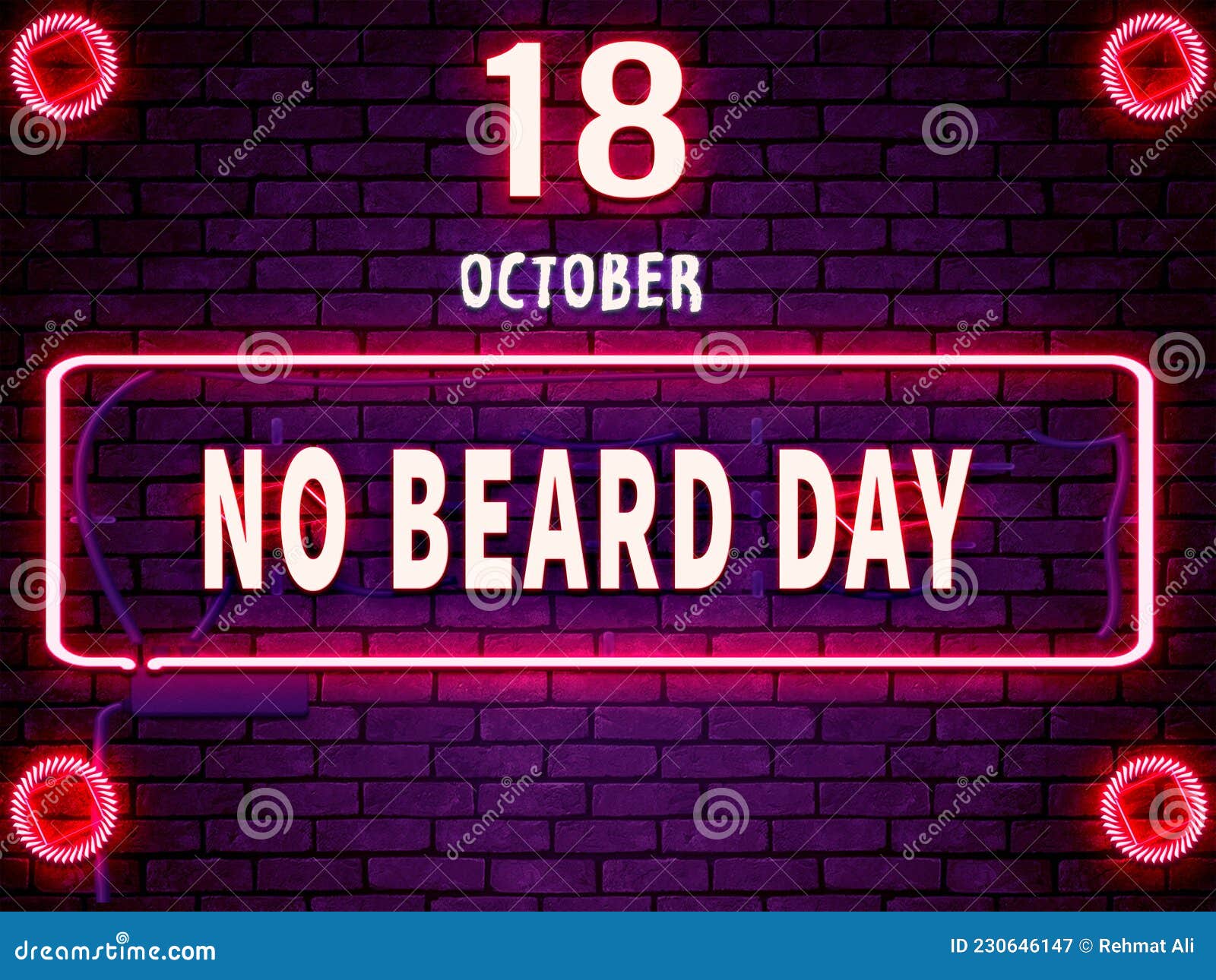 18 October, No Beard Day, Neon Text Effect on Bricks Background Stock ...