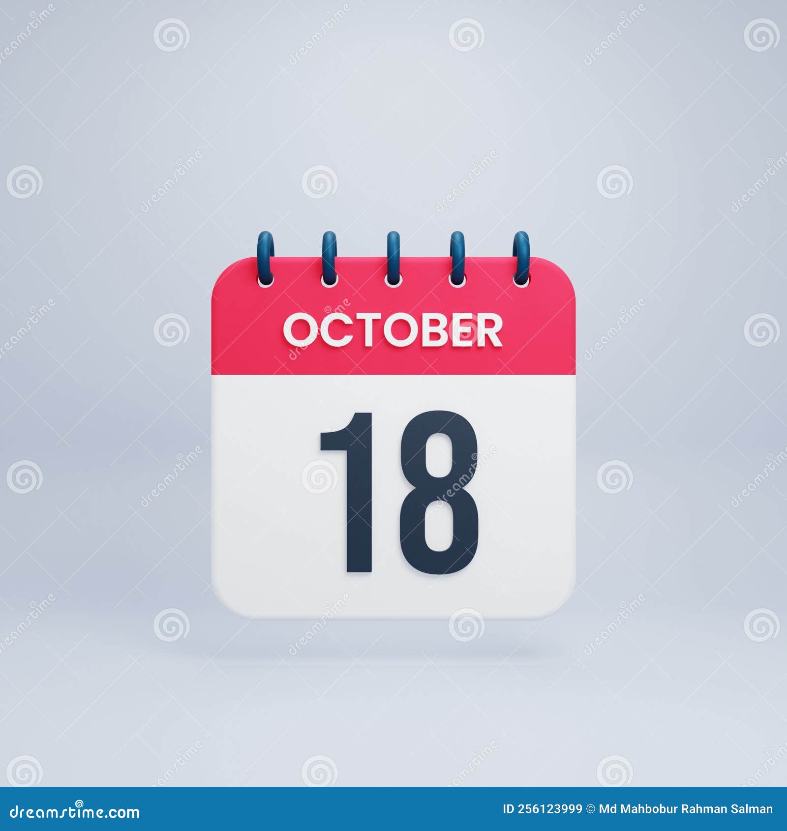 October Realistic Calendar Icon 3D Rendered October 18 Stock ...