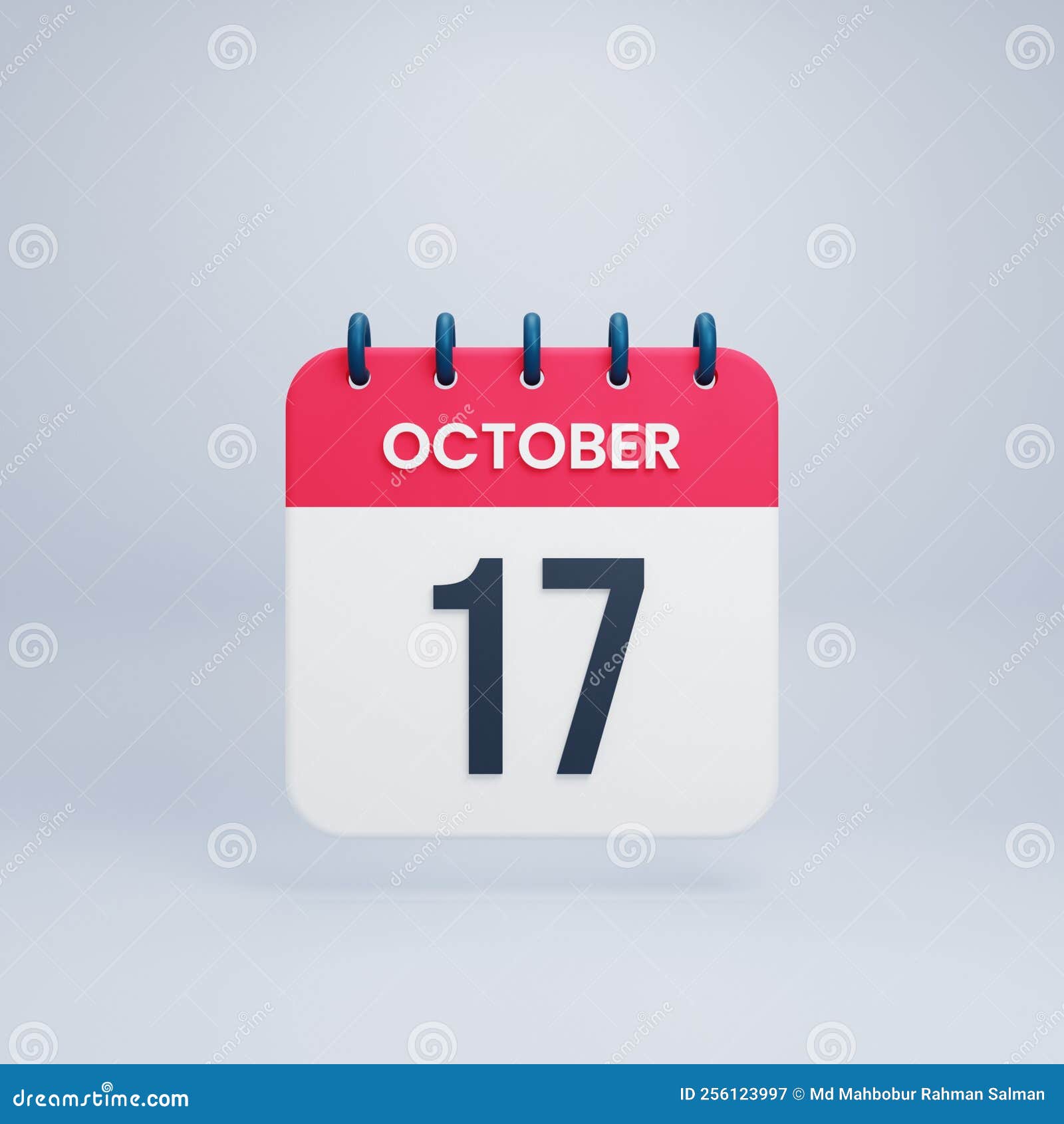 October Realistic Calendar Icon 3D Rendered October 17 Stock ...