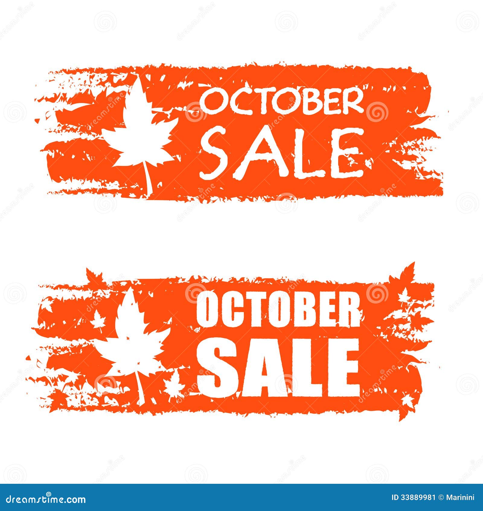 October Sale Drawn Banner with Fall Leaf Stock Illustration ...