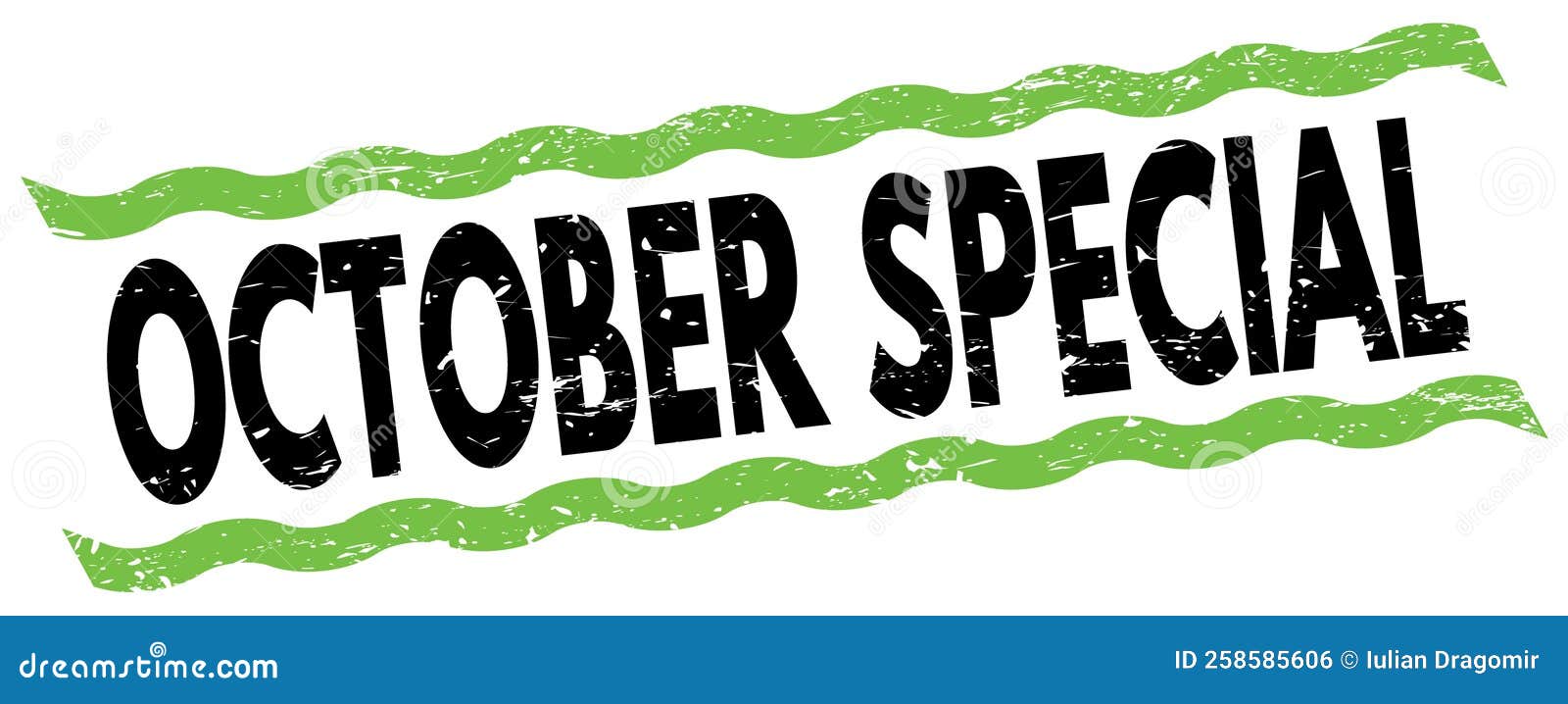 OCTOBER SPECIAL Text on Green-black Lines Stamp Sign Stock Illustration ...