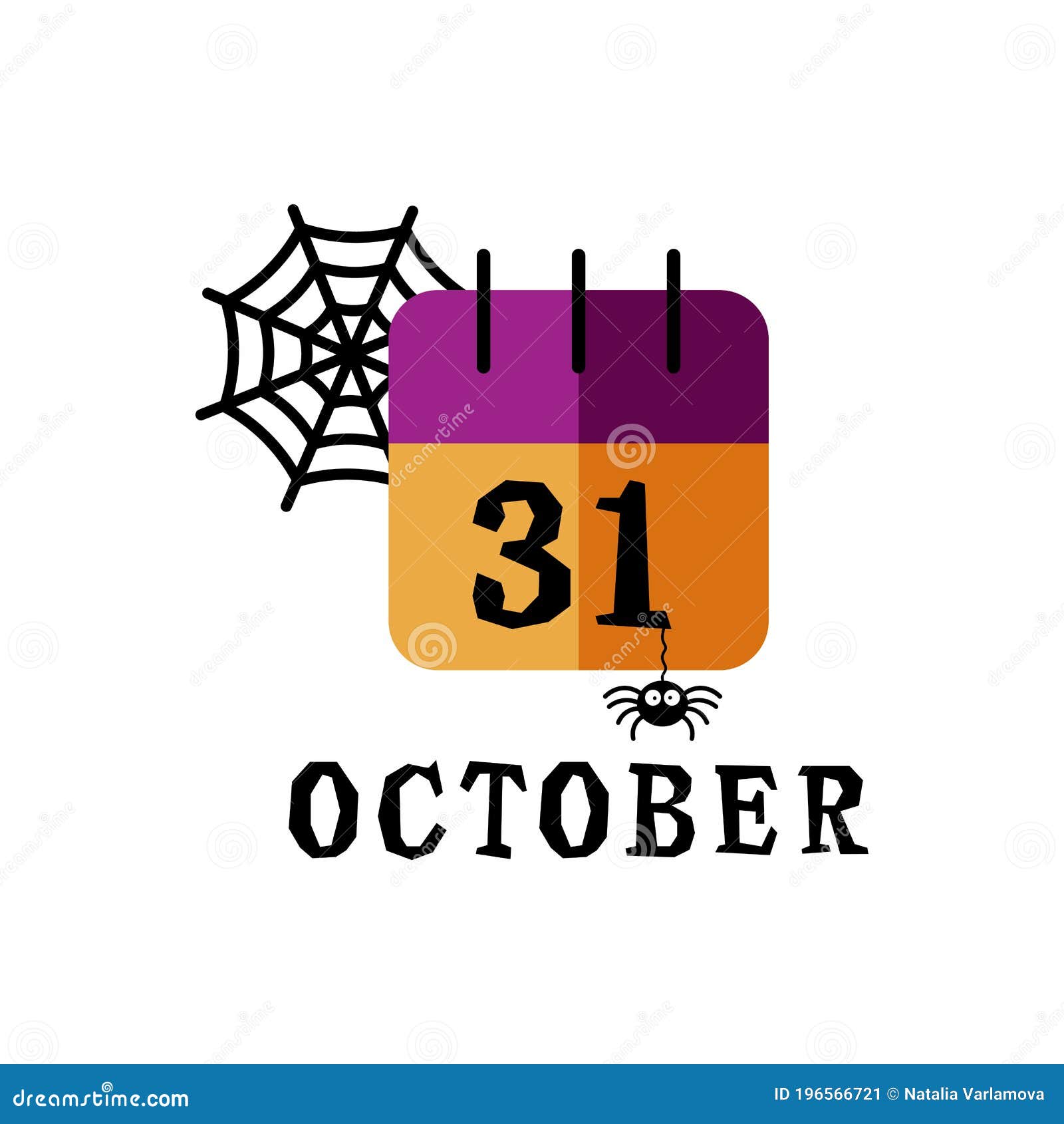 31 October with Spider and Spiderweb Stock Vector - Illustration of ...