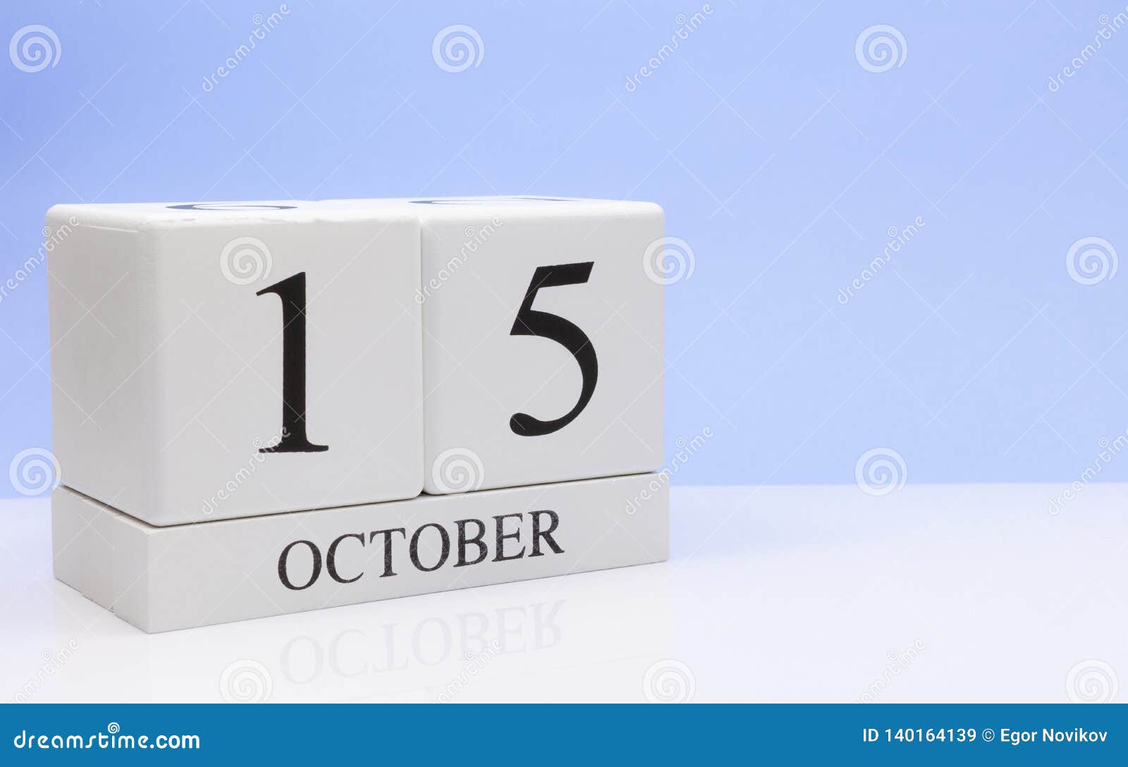 October 15st. Day 15 of Month, daily Calendar on White Table with ...