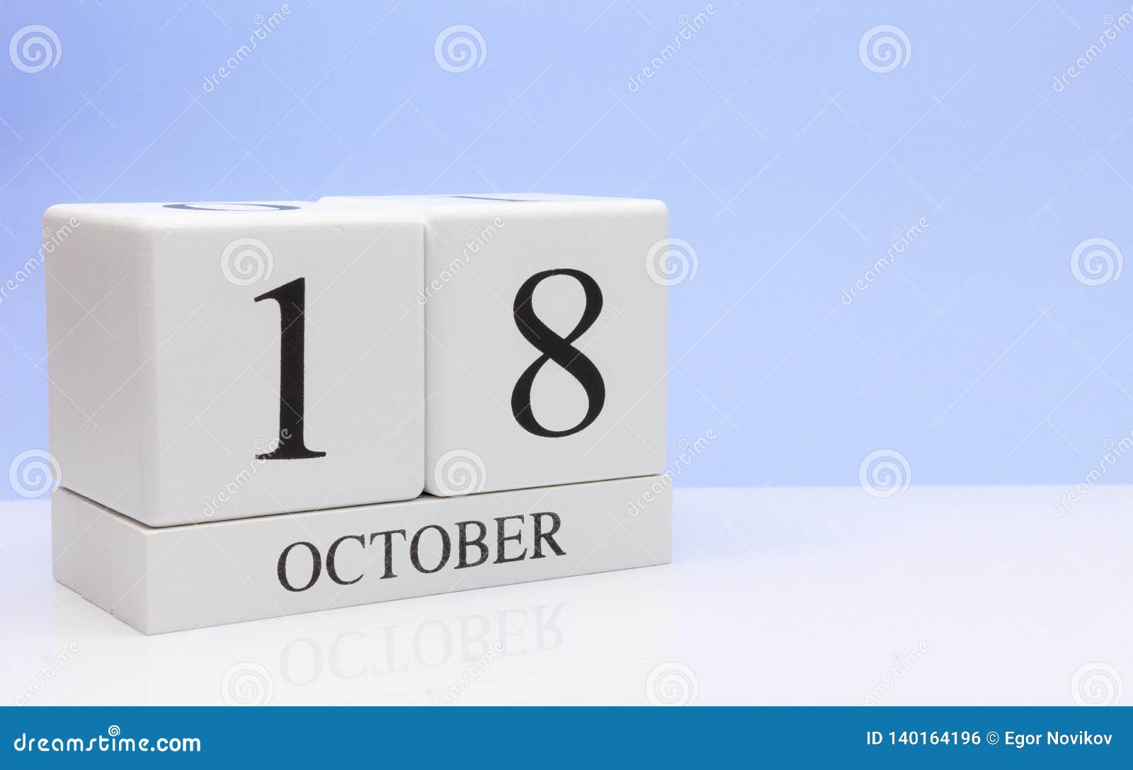 October 18st. Day 18 of Month, daily Calendar on White Table with ...