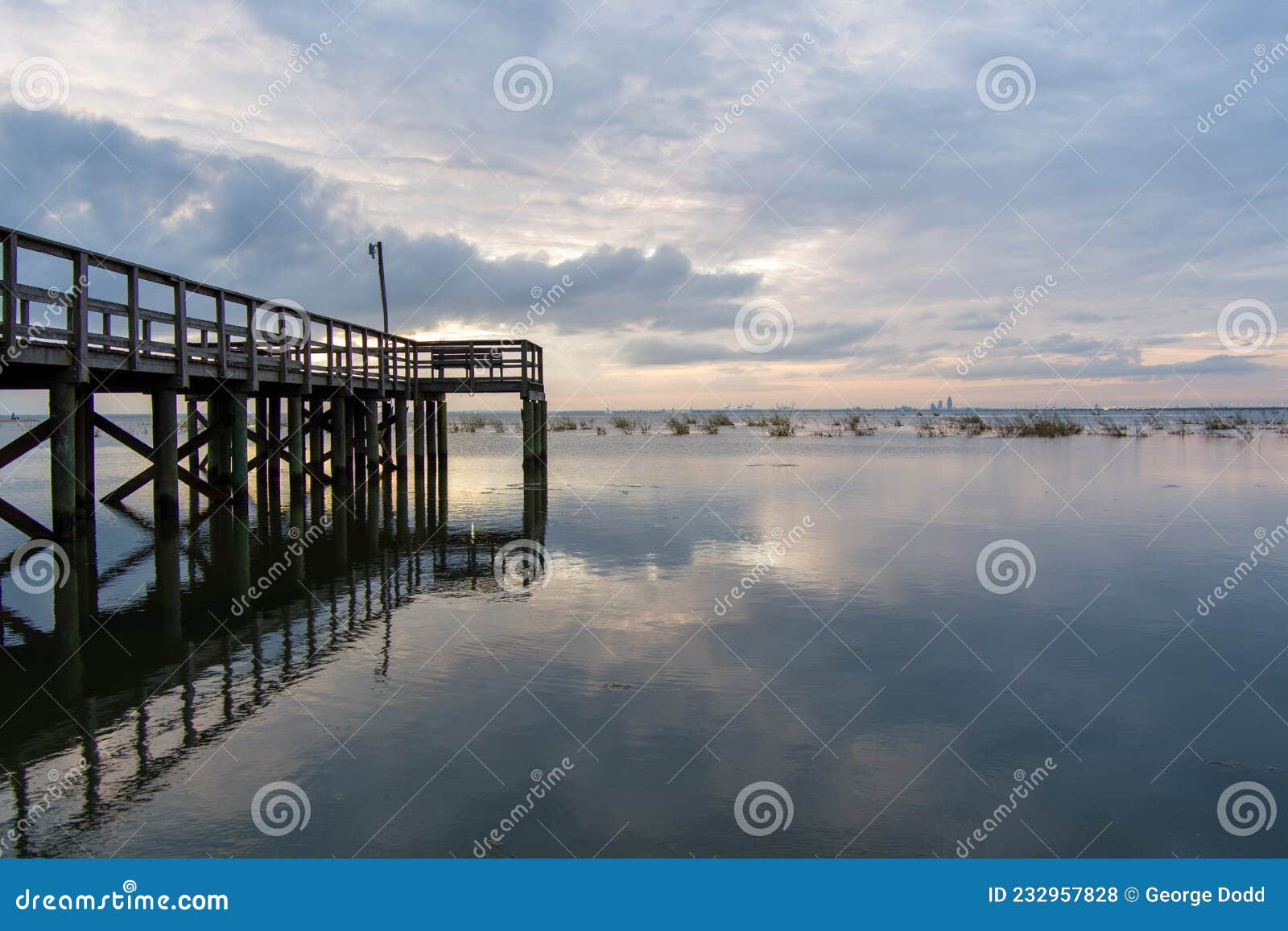 October Sunset on Mobile Bay, Alabama Stock Photo - Image of horizon ...