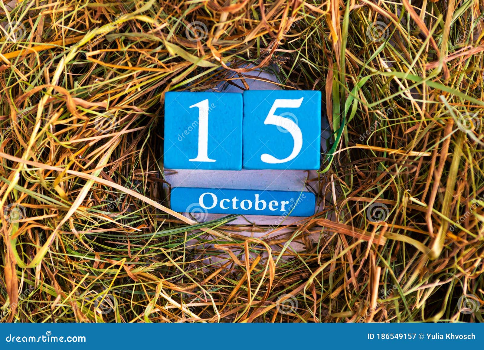 October 15th. Blue Cube Calendar with Month and Date Stock Image ...