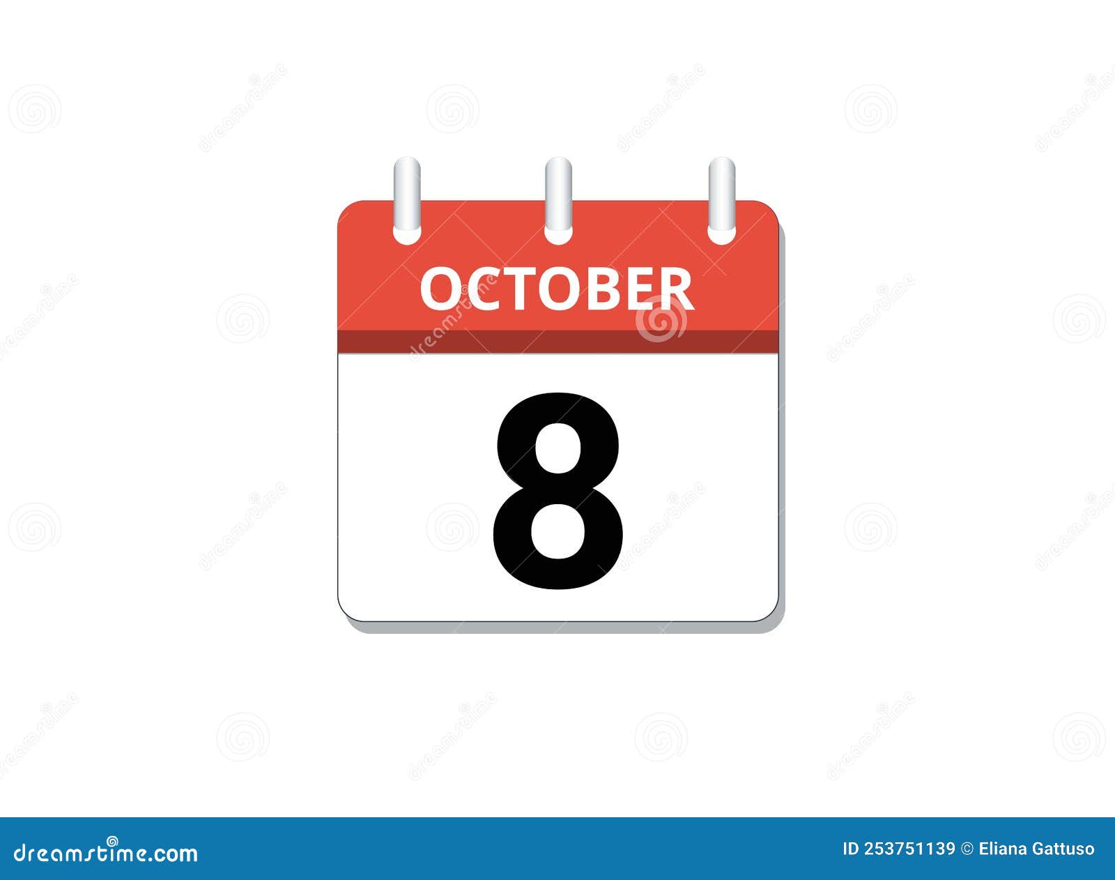 October, 8th Calendar Icon Vector, Concept of Schedule, Business and ...