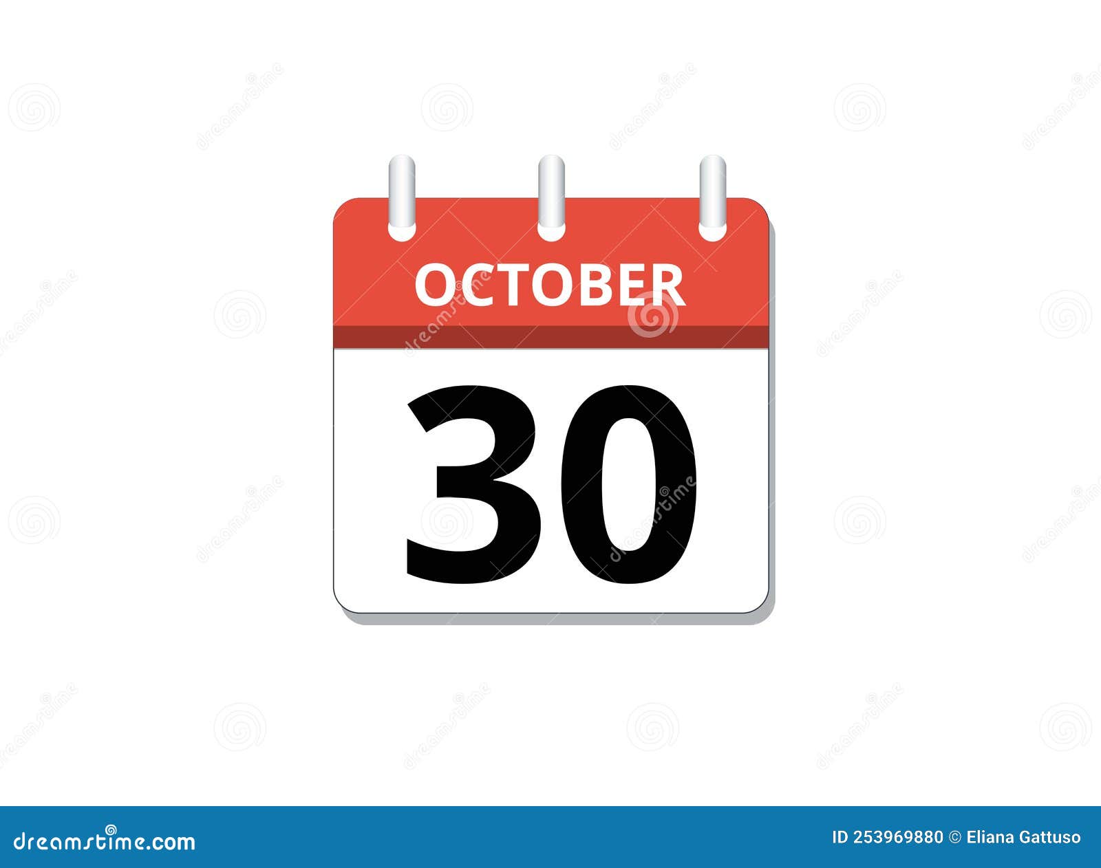 October, 30th Calendar Icon Vector, Concept of Schedule, Business and ...