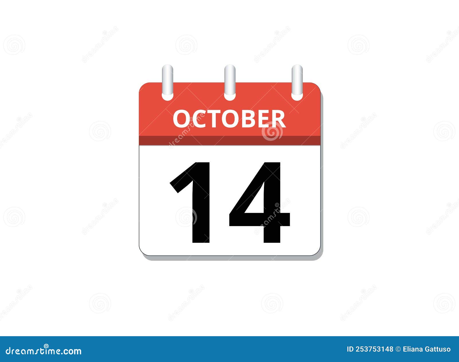 October, 14th Calendar Icon Vector, Concept of Schedule, Business and ...