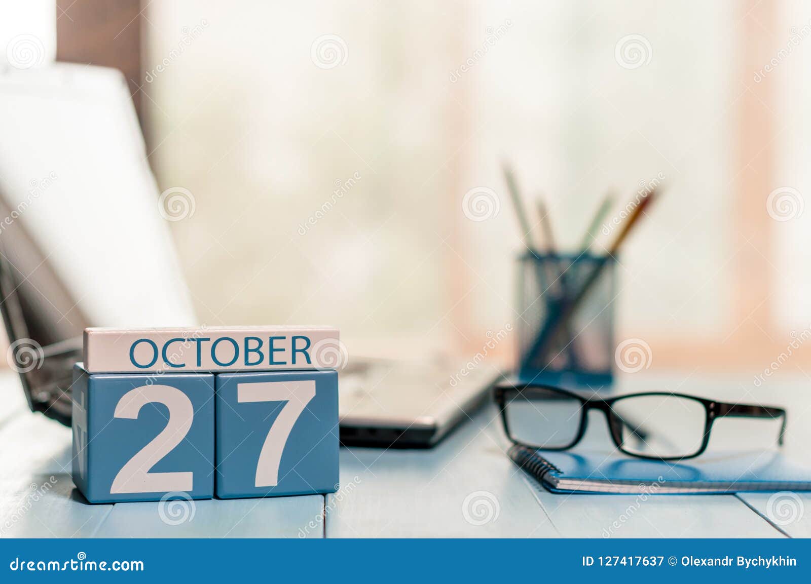 October 27th. Day 27 of Month, Calendar on Author Workplace Background ...