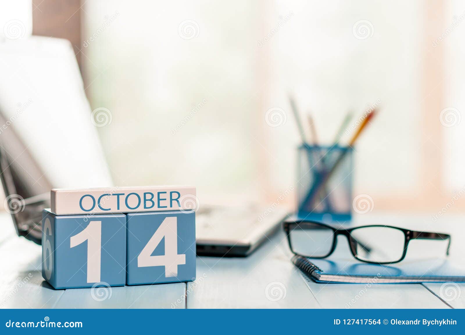 October 14th. Day 14 of Month, Calendar on Engineer Workplace ...